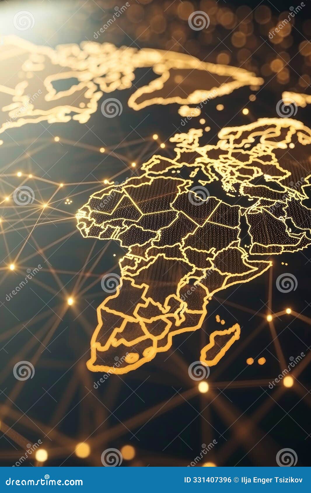 Global Network, World Map with Network Connections, Digital Age ...
