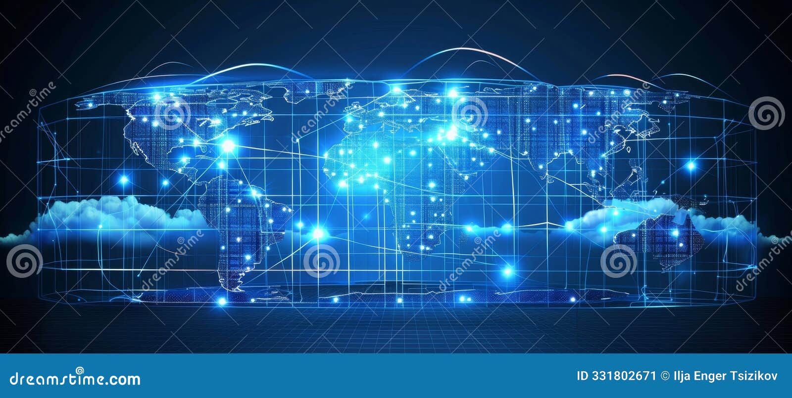 Global Network, World Map Connectivity, Blue Abstract Background ...