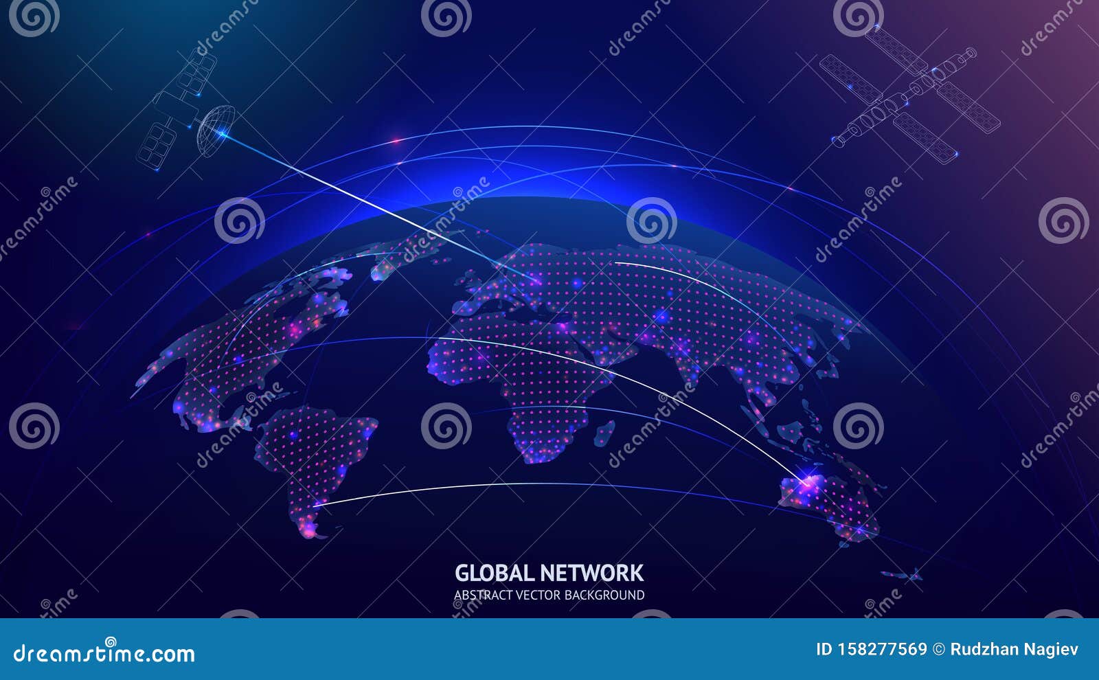 Global Networking Communication Concept with Satellites Stock Vector ...