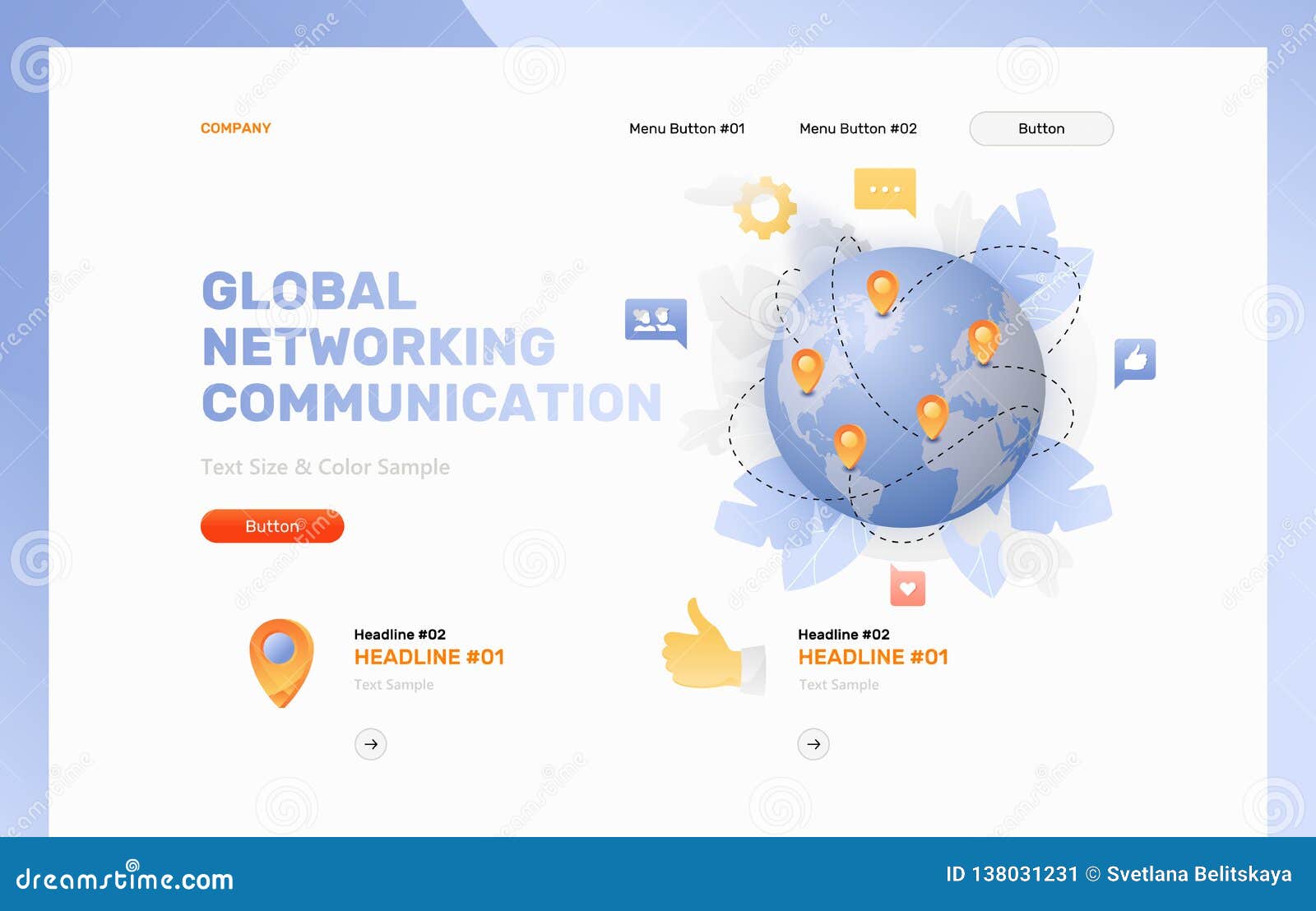 Global Networking Communication Web Page Template Stock Vector ...
