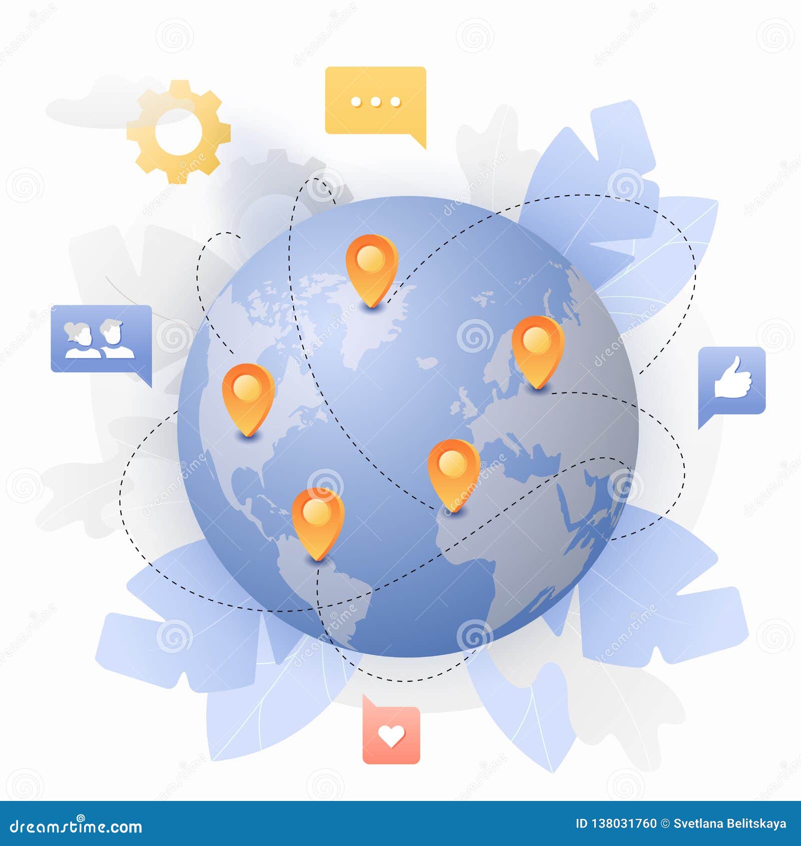 Global Networking Concept stock vector. Illustration of chat - 138031760