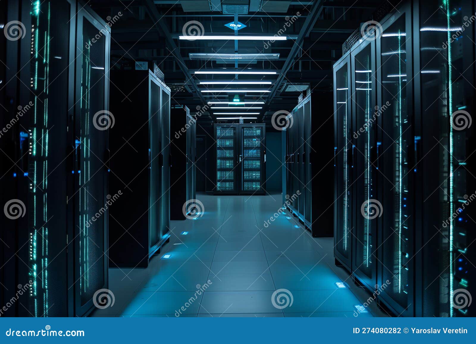 Global Networking: a Server Room Connecting the World Stock ...