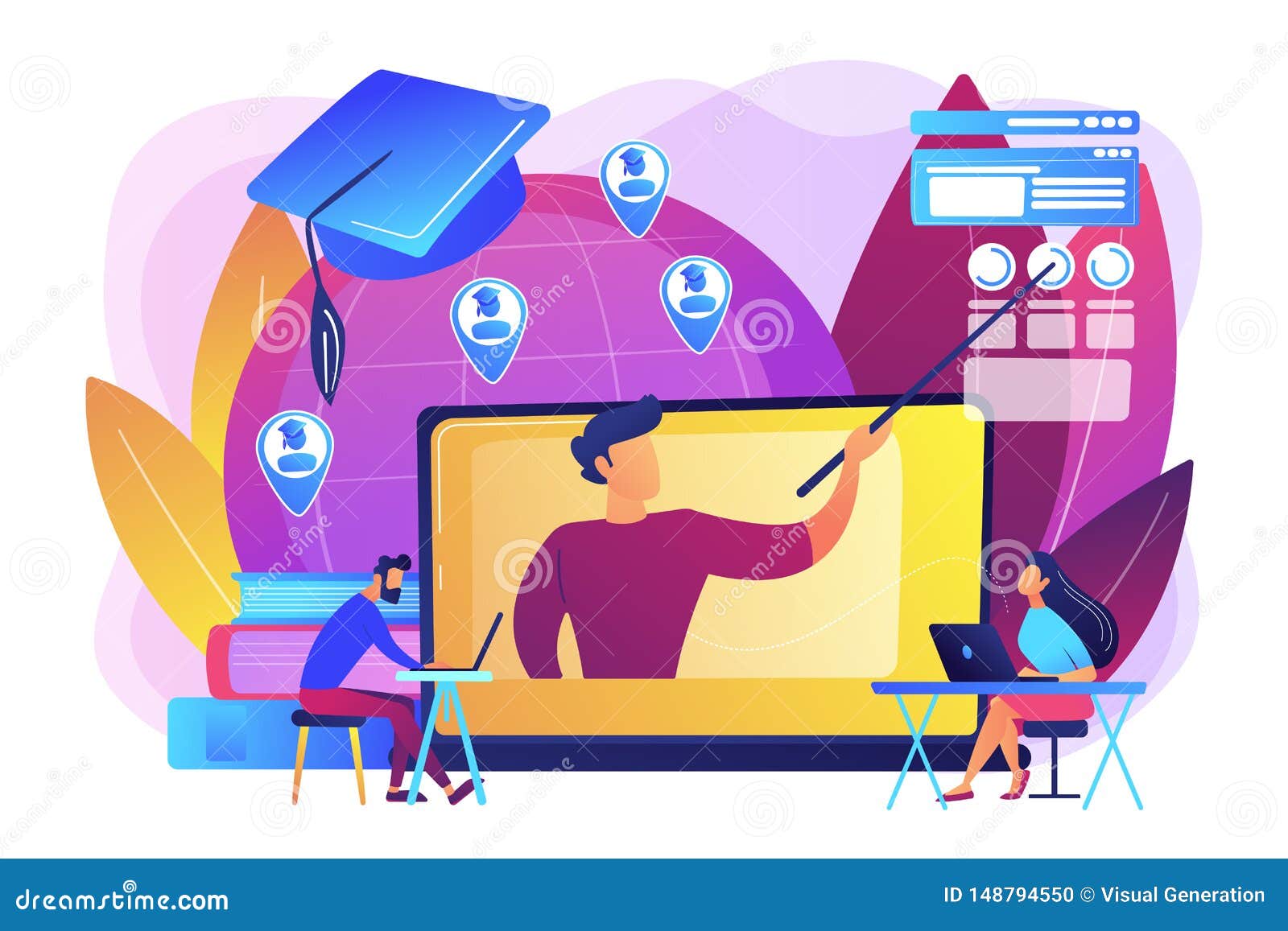 Global Online Education Concept Vector Illustration. Stock Vector ...