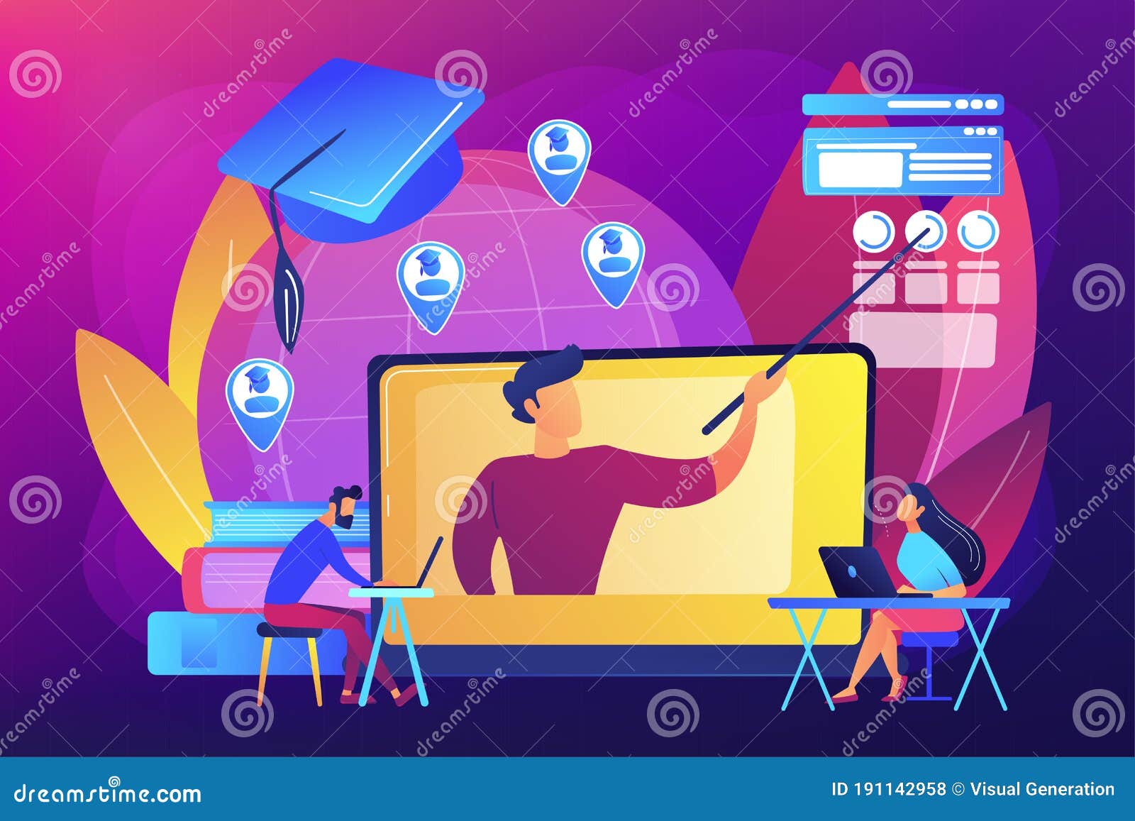 Global Online Education Concept Vector Illustration. Stock Vector ...