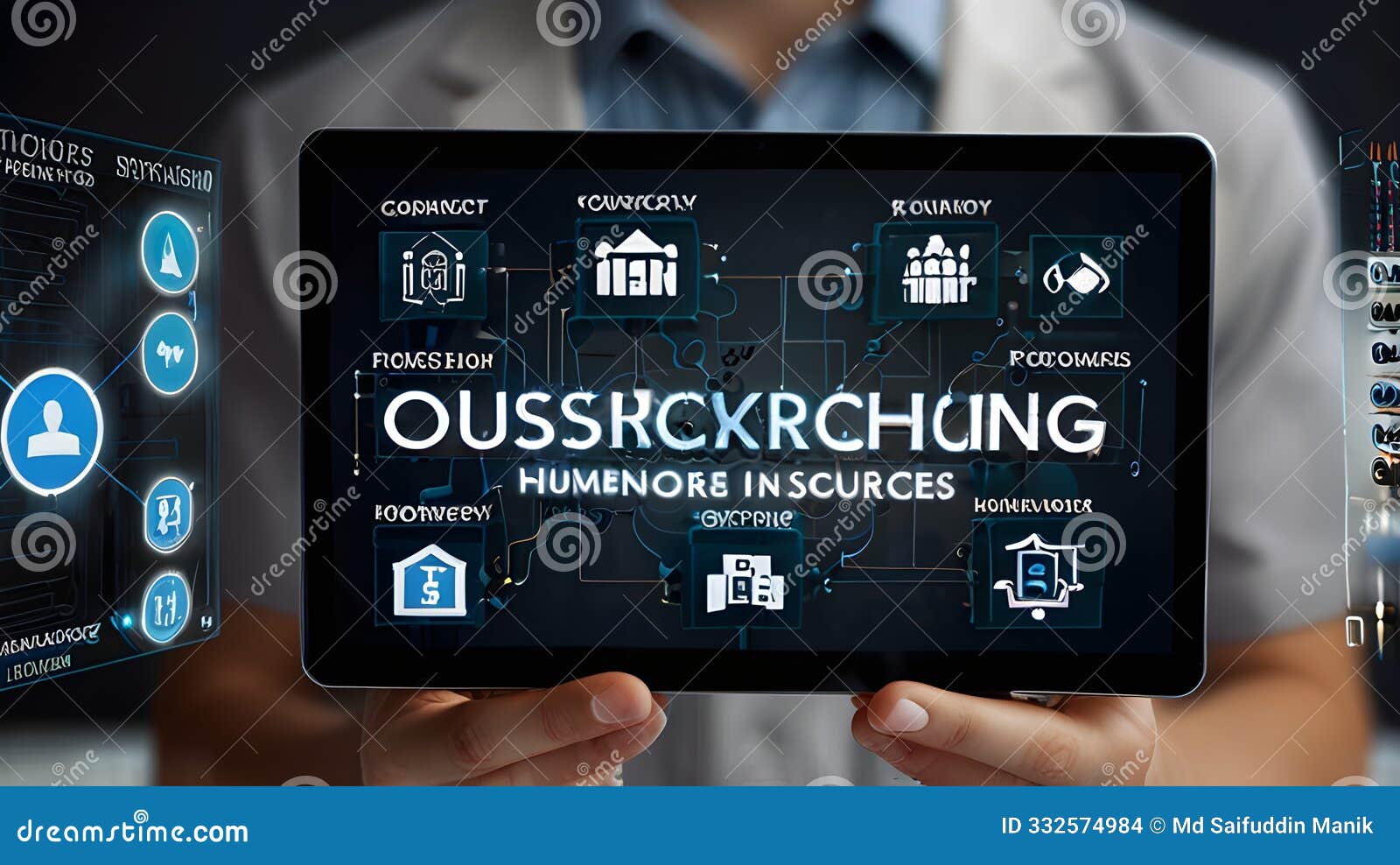 Global Outsourcing Management Displayed on a Digital Dashboard. Stock ...