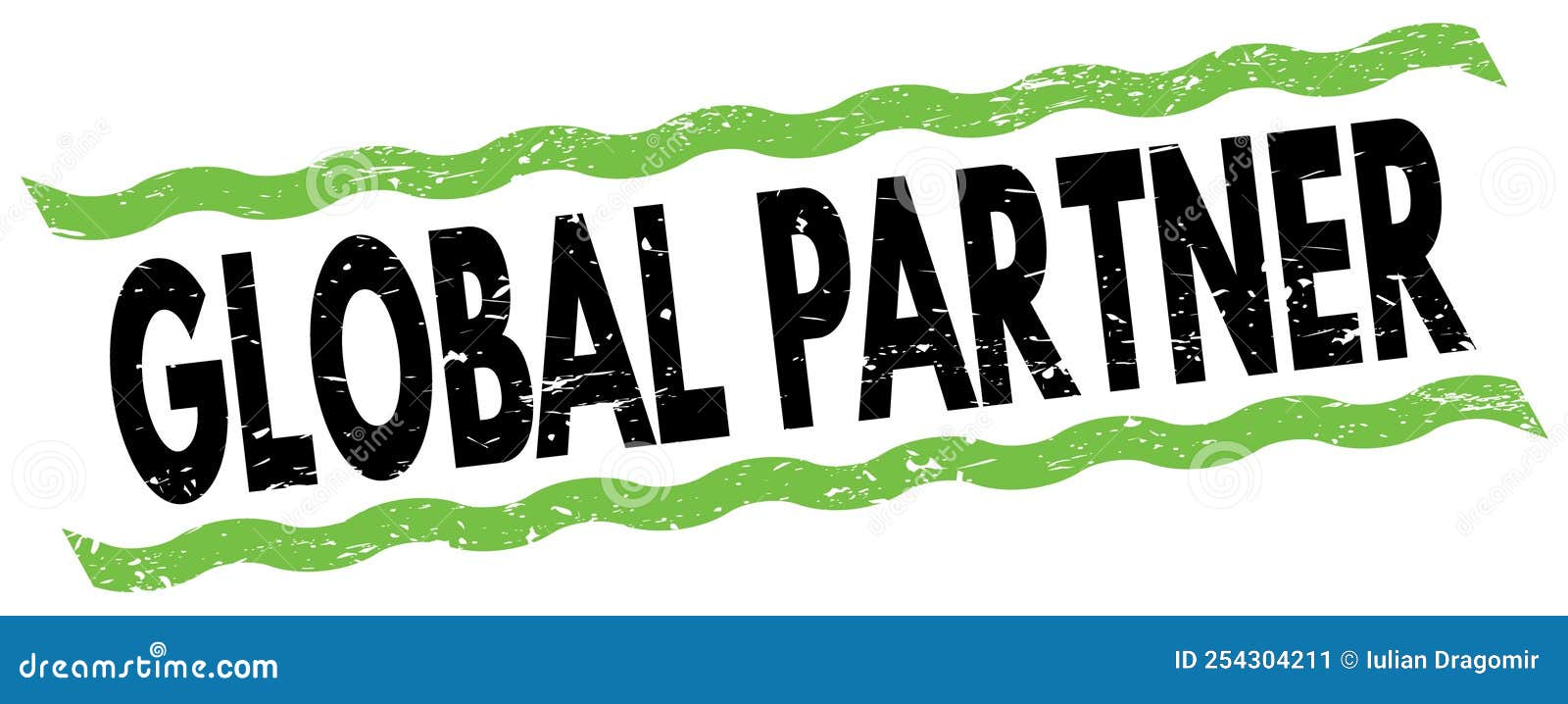 GLOBAL PARTNER Text on Green-black Lines Stamp Sign Stock Illustration ...