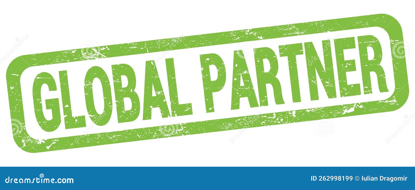 GLOBAL PARTNER Text Written on Green Rectangle Stamp Stock Illustration ...