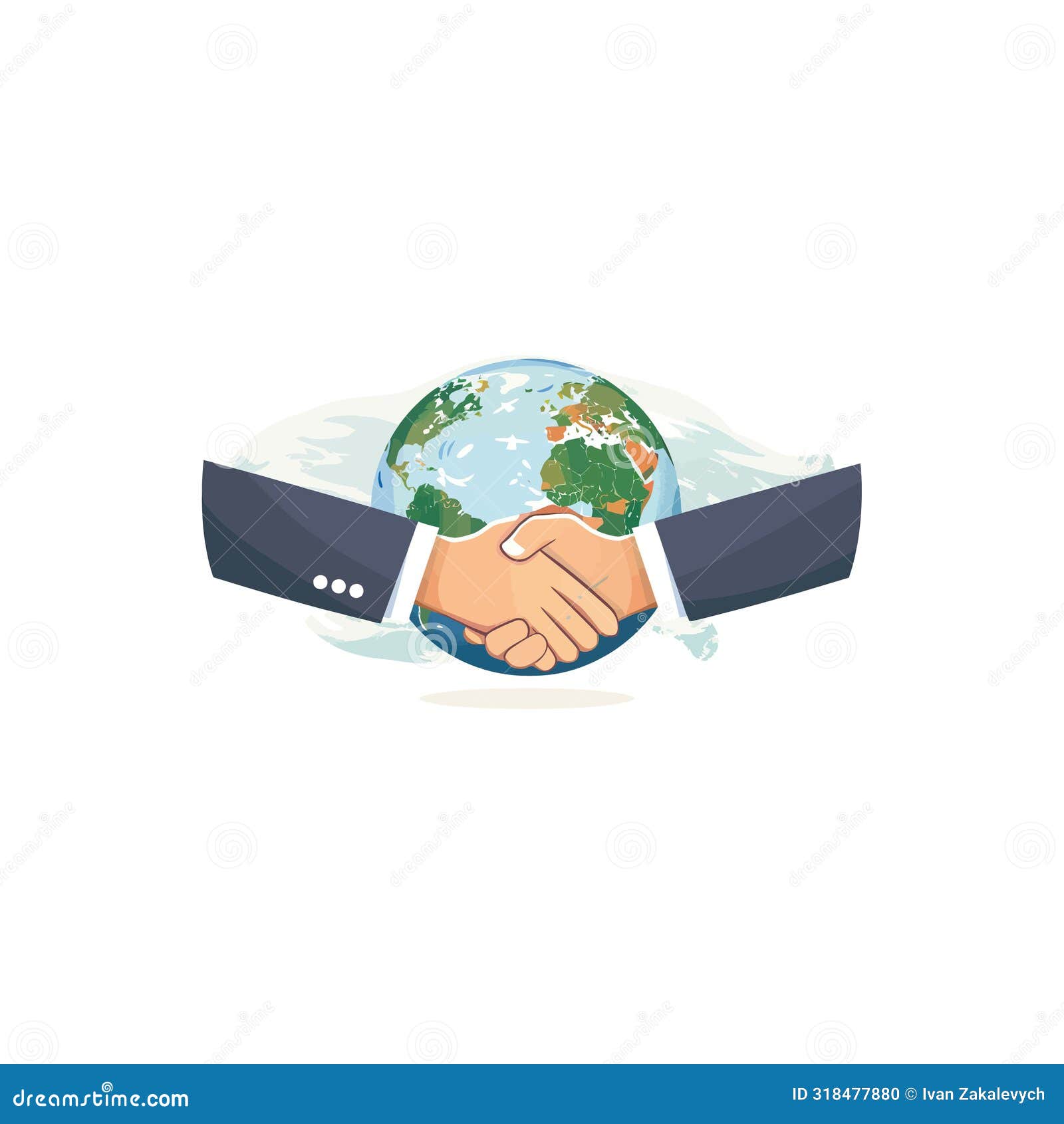 Global Partnership Handshake Encircling Earth. Vector Illustration ...