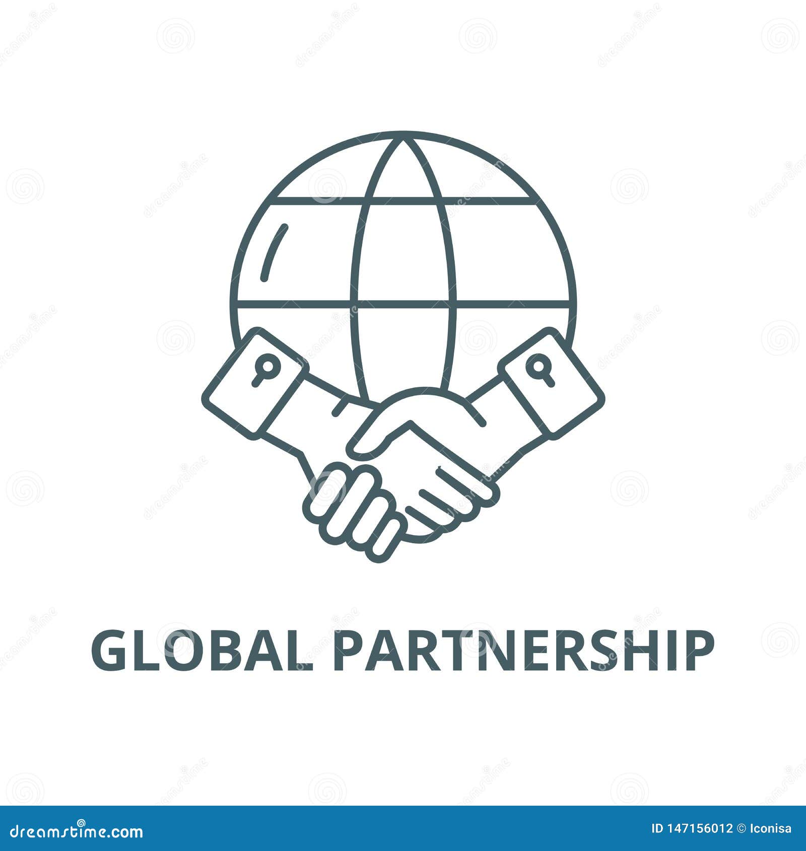Global Partnership Vector Line Icon, Linear Concept, Outline Sign ...