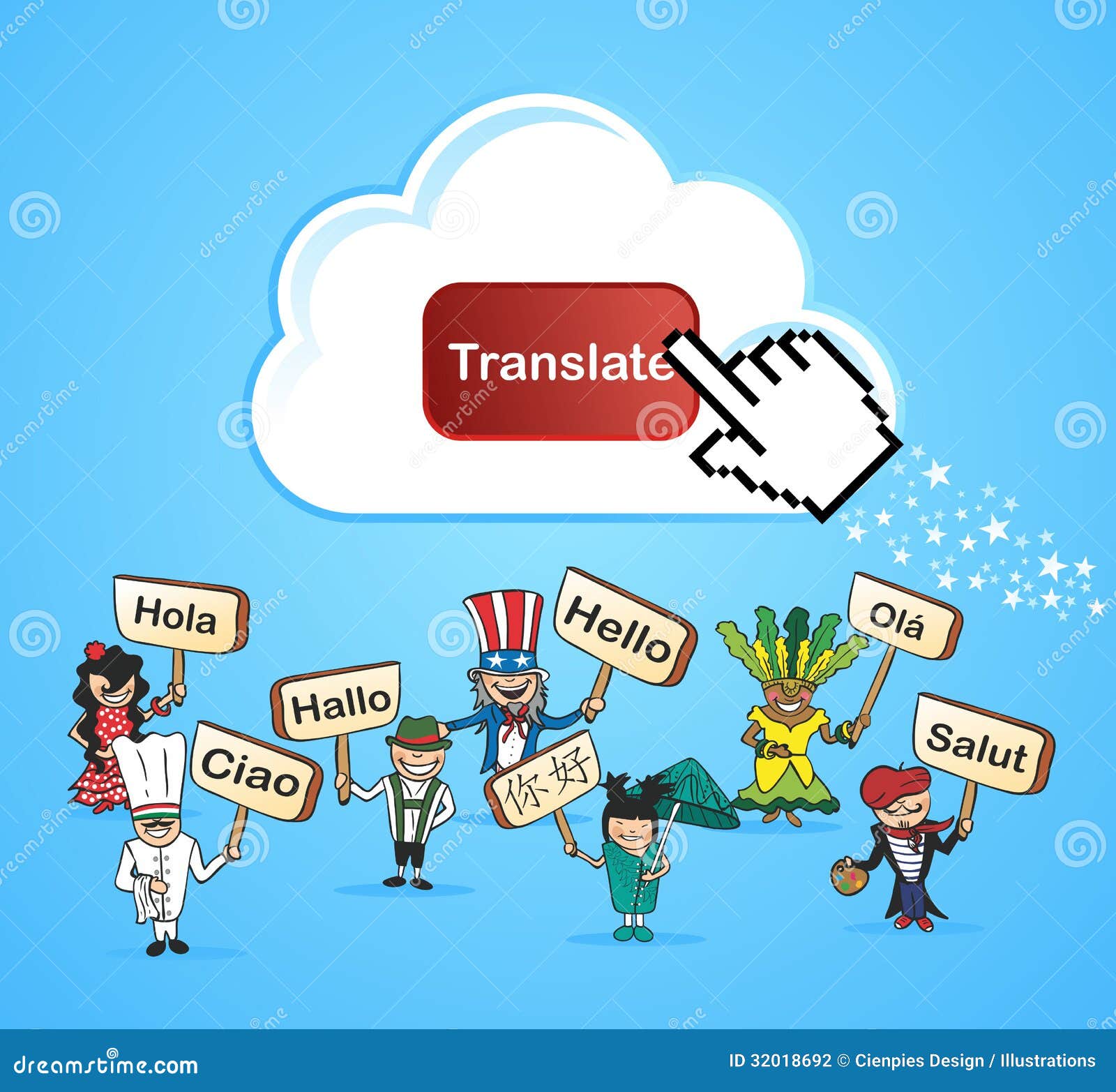 Global People Translate Concept Stock Vector - Illustration of hand ...