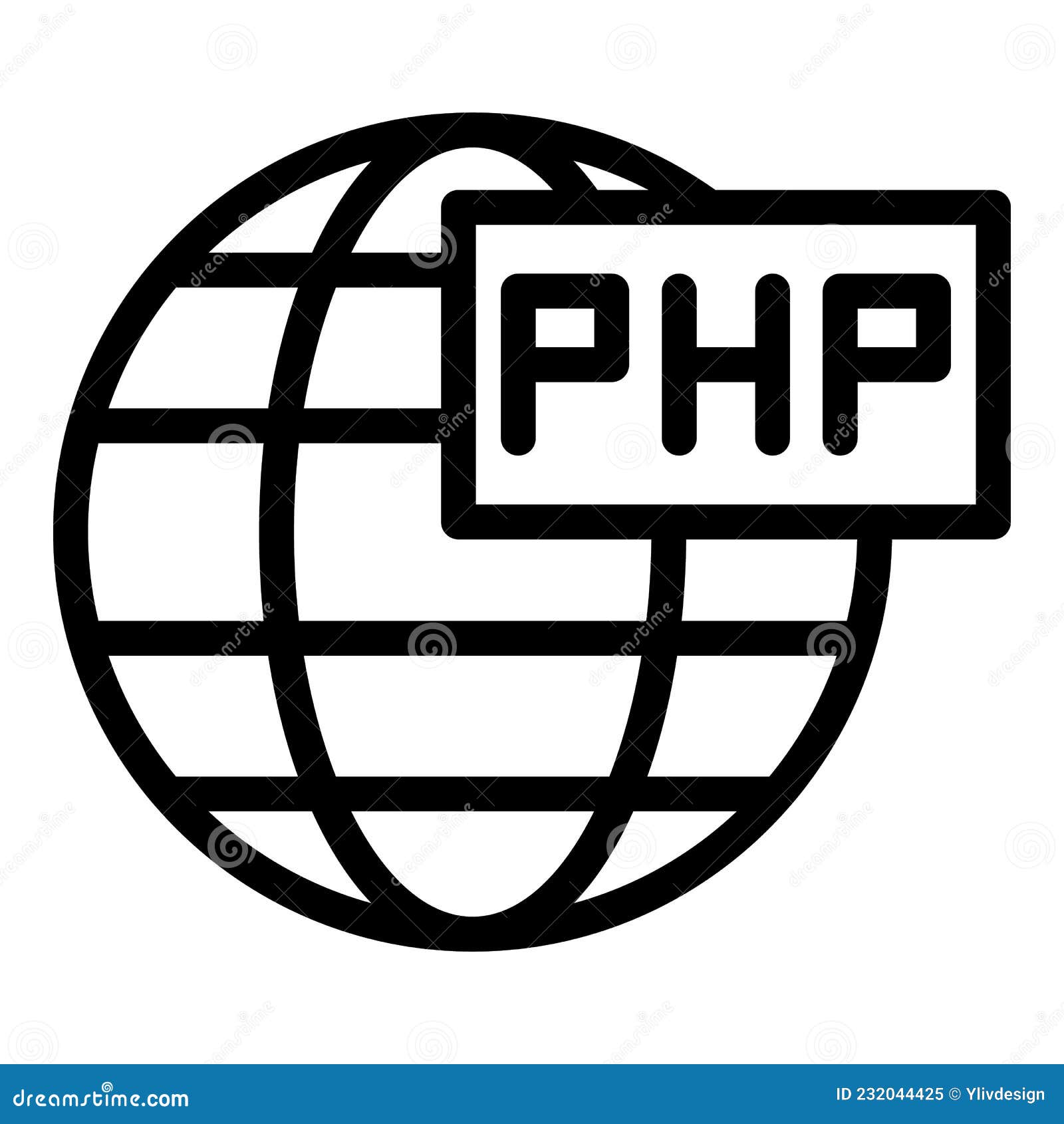Global Php Icon Outline Vector. Cms Development Stock Vector ...