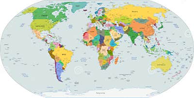 Global Political Map of the World, Vector Stock Vector - Illustration ...