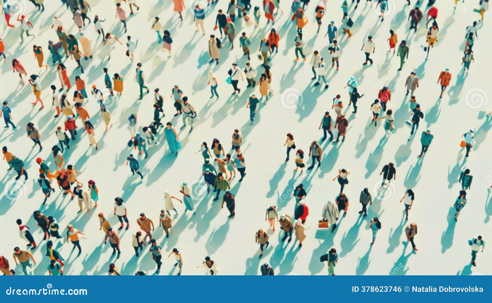 Global Population Representation With Blue Figures On World Map Royalty ...