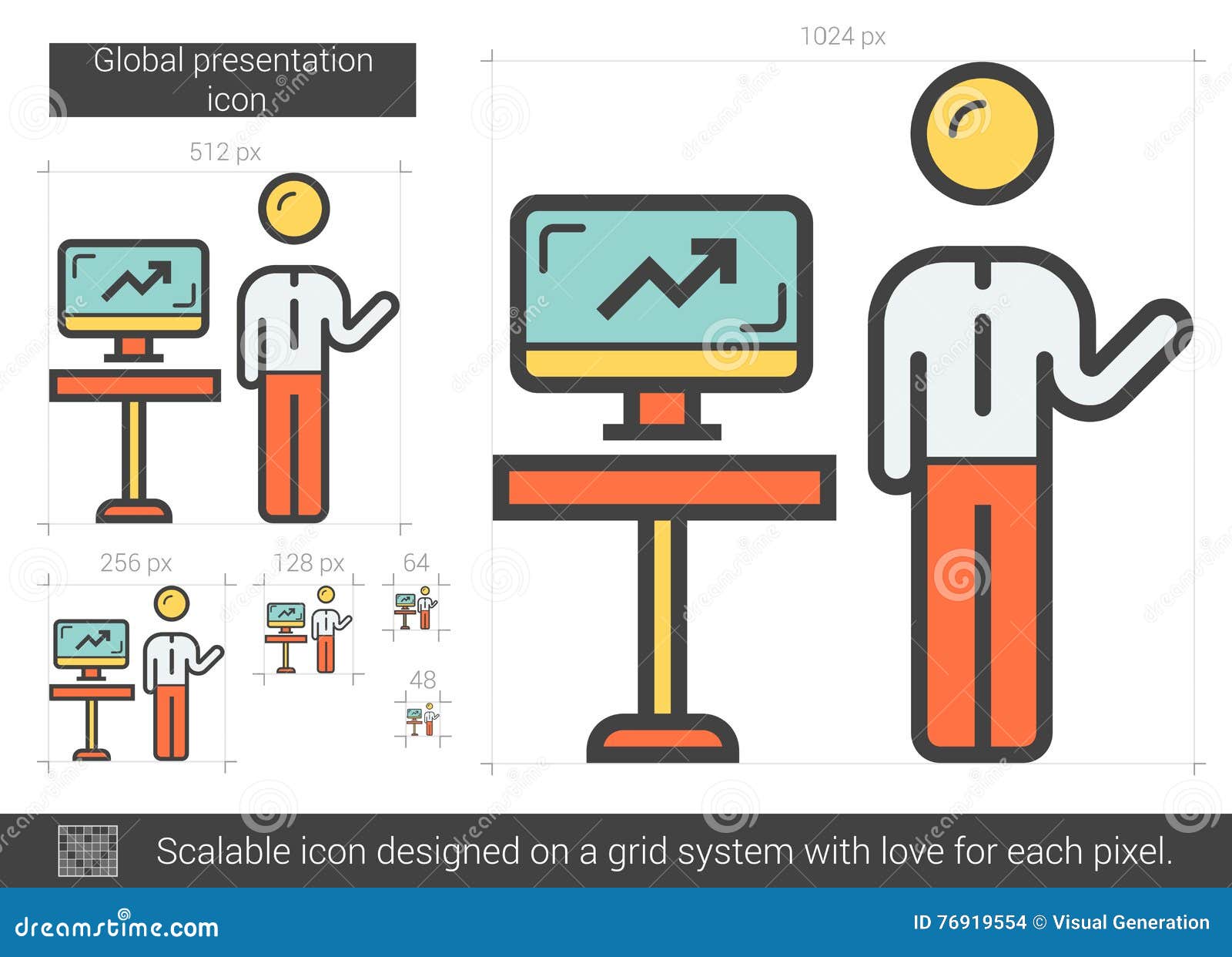 Global Presentation Line Icon. Stock Vector - Illustration of flat ...