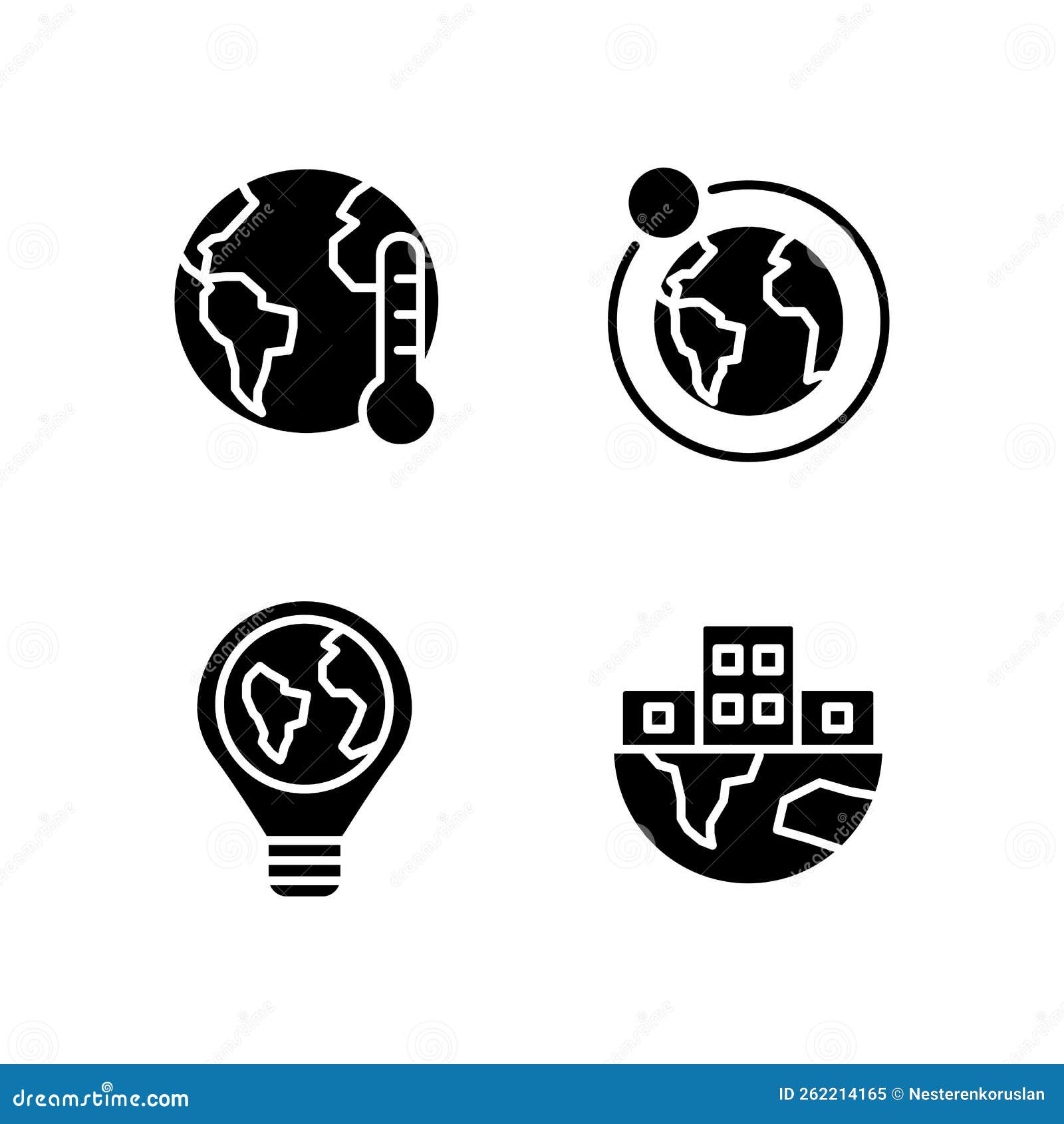 Global Problems Black Glyph Icons Set on White Space Stock Vector ...