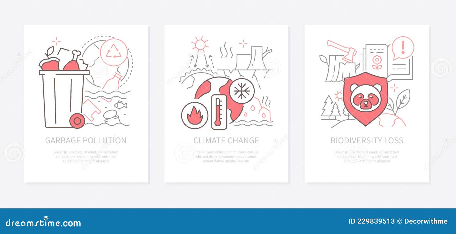 Global Problems - Three Banners in Line Design Style Stock Vector ...