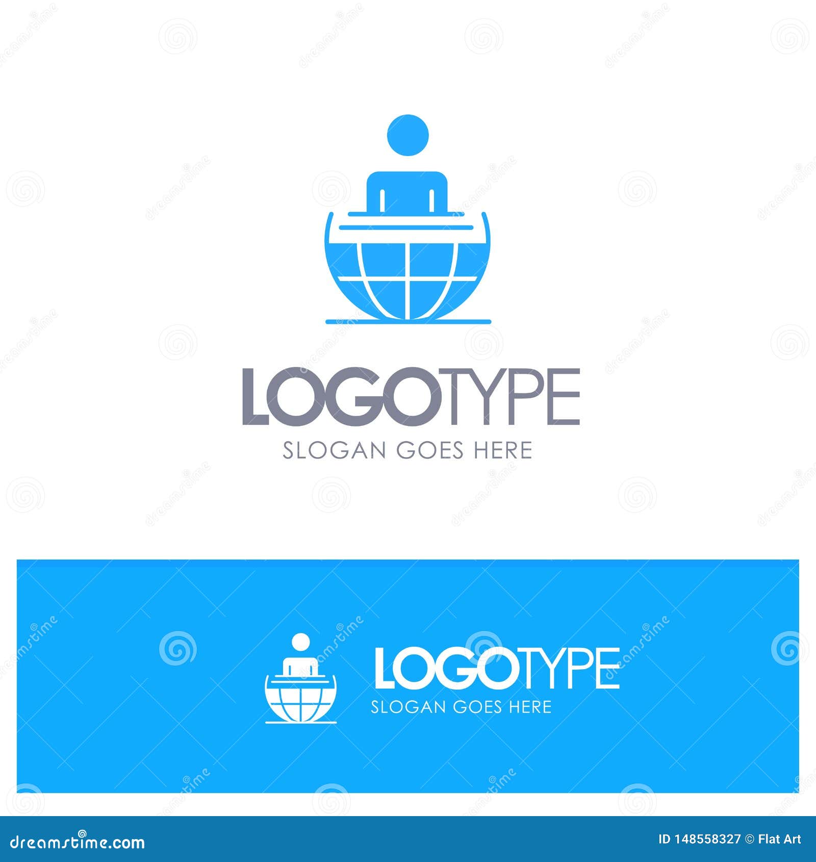 Global Process, Business, International, Modern Blue Solid Logo with ...