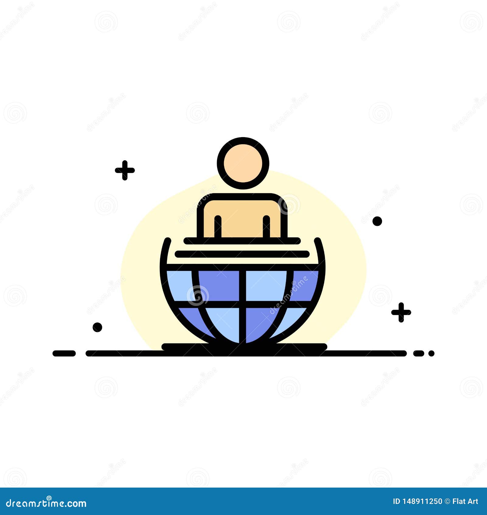 Global Process, Business, International, Modern Business Flat Line ...