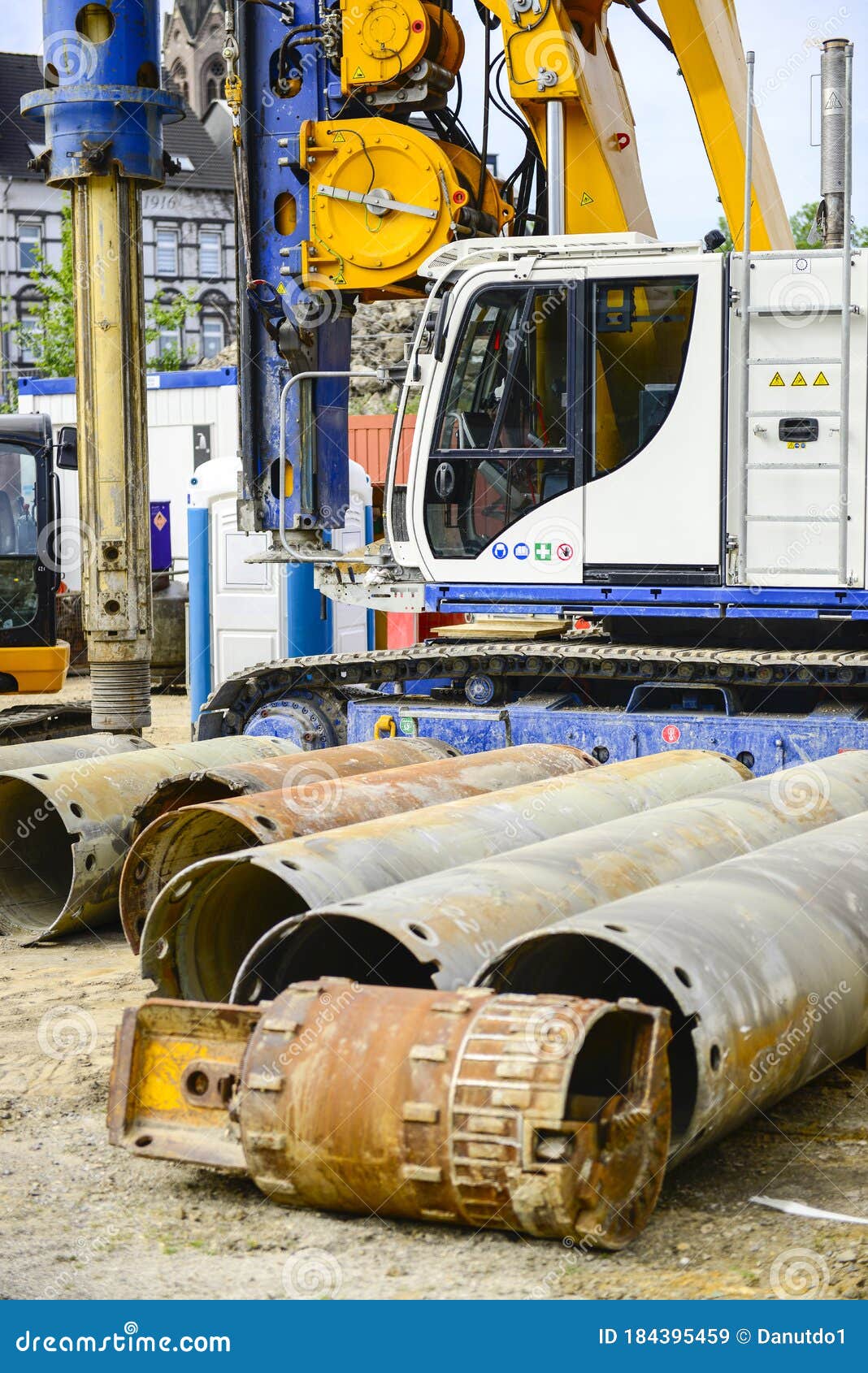 Global Project of Urban Re-development: Drilling Machine at Work on a ...