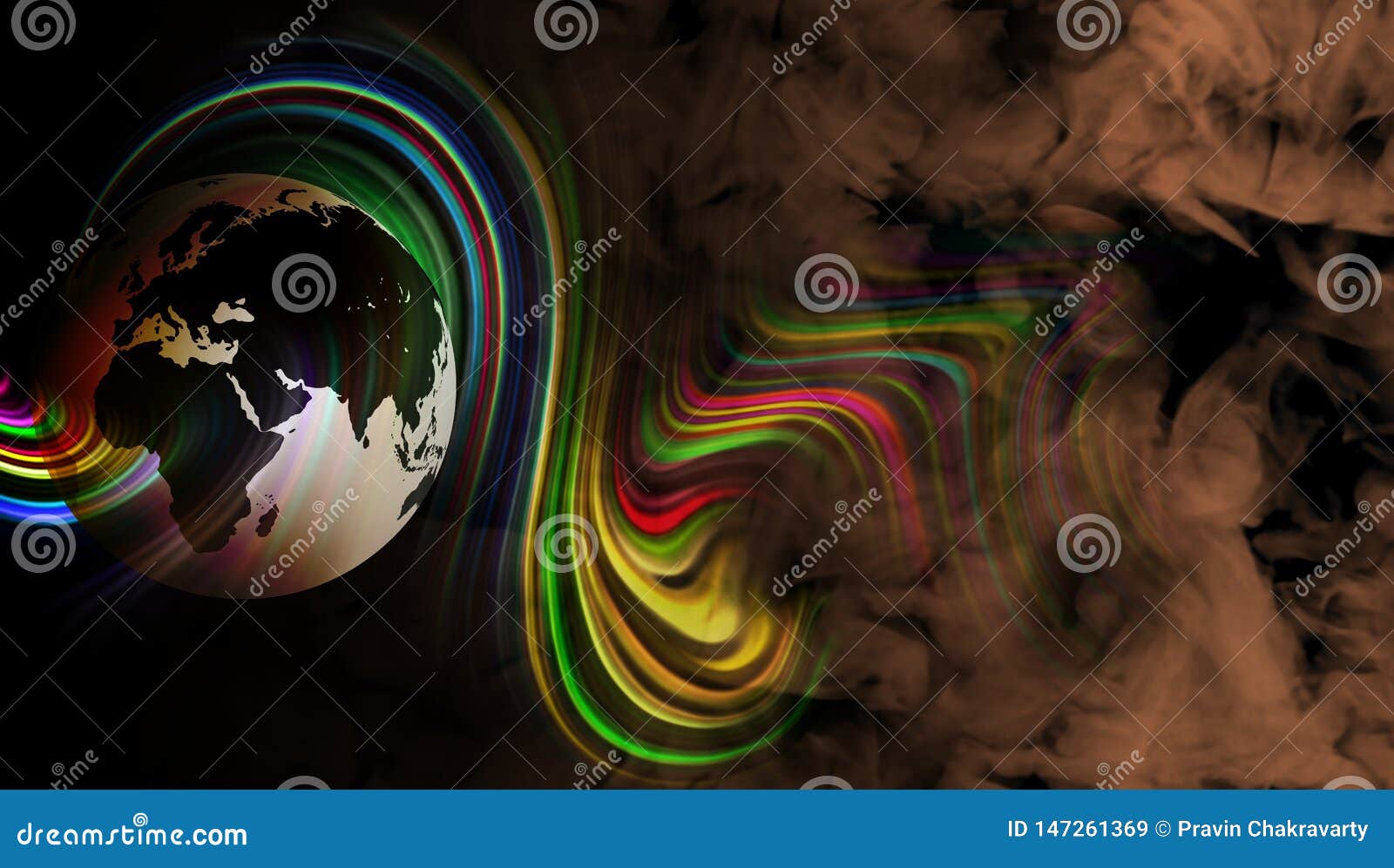 Globe with Rainbow Smoke Wavy Background. Stock Vector - Illustration ... Globe with Rainbow Smoke Wavy Background. Stock Vector - Illustration ...