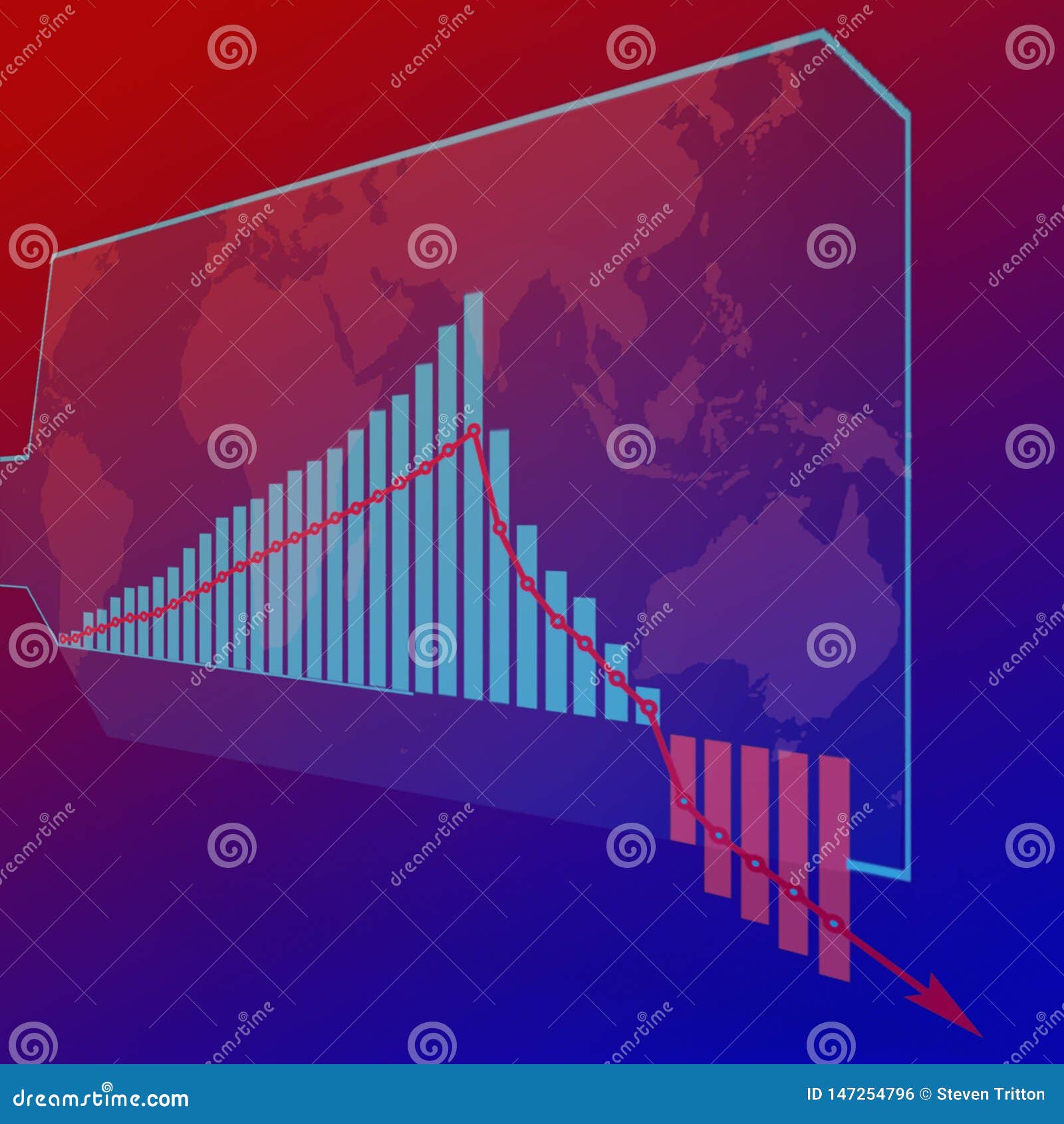 Global Recession Concept with a World Map Backdrop Stock Illustration ...