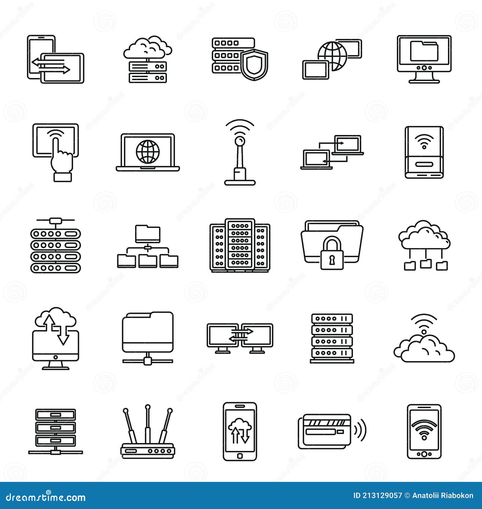 Global Remote Access Icons Set, Outline Style Stock Vector ...