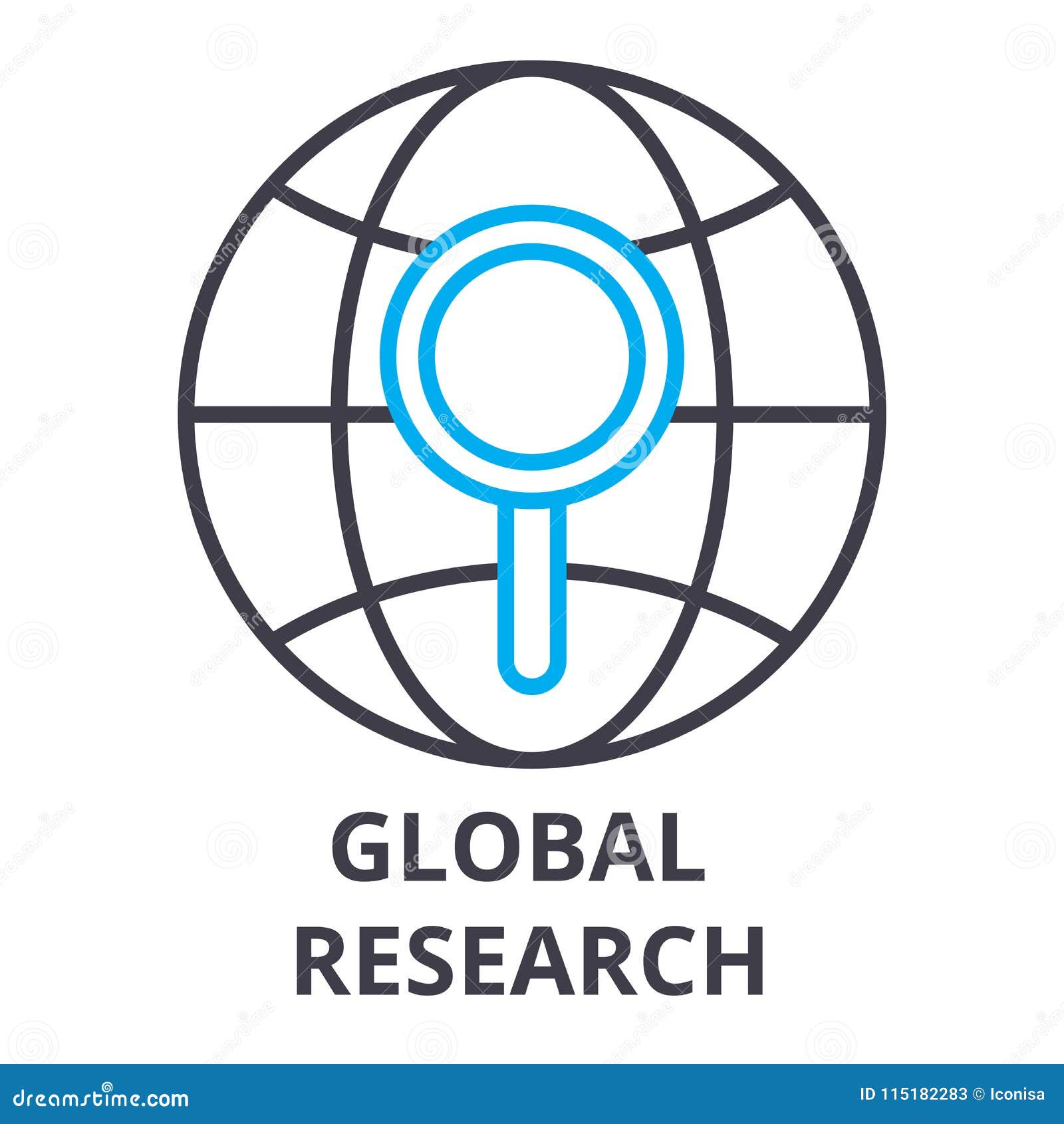 Global Research Thin Line Icon, Sign, Symbol, Illustation, Linear ...