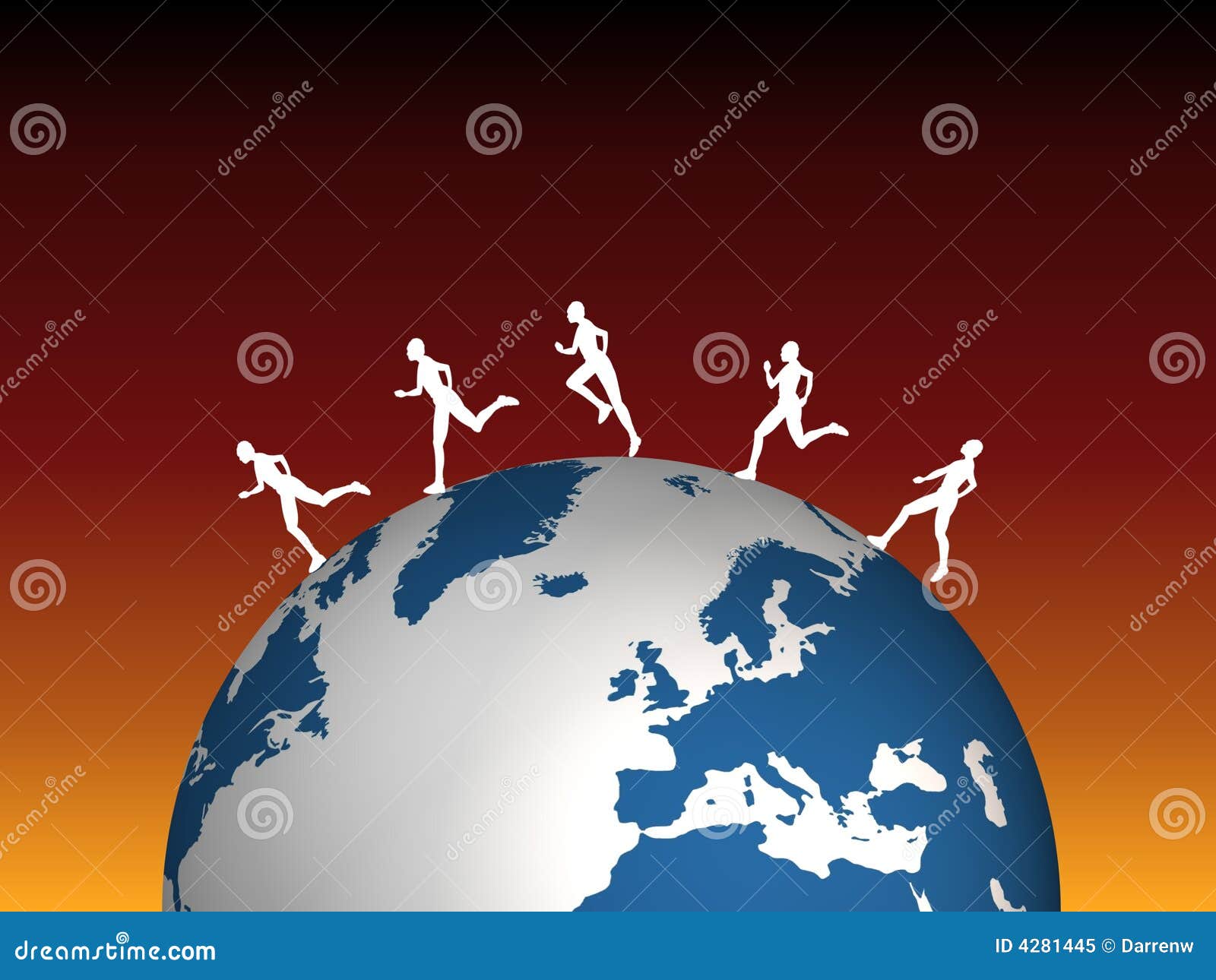 Global runners stock illustration. Illustration of five - 4281445