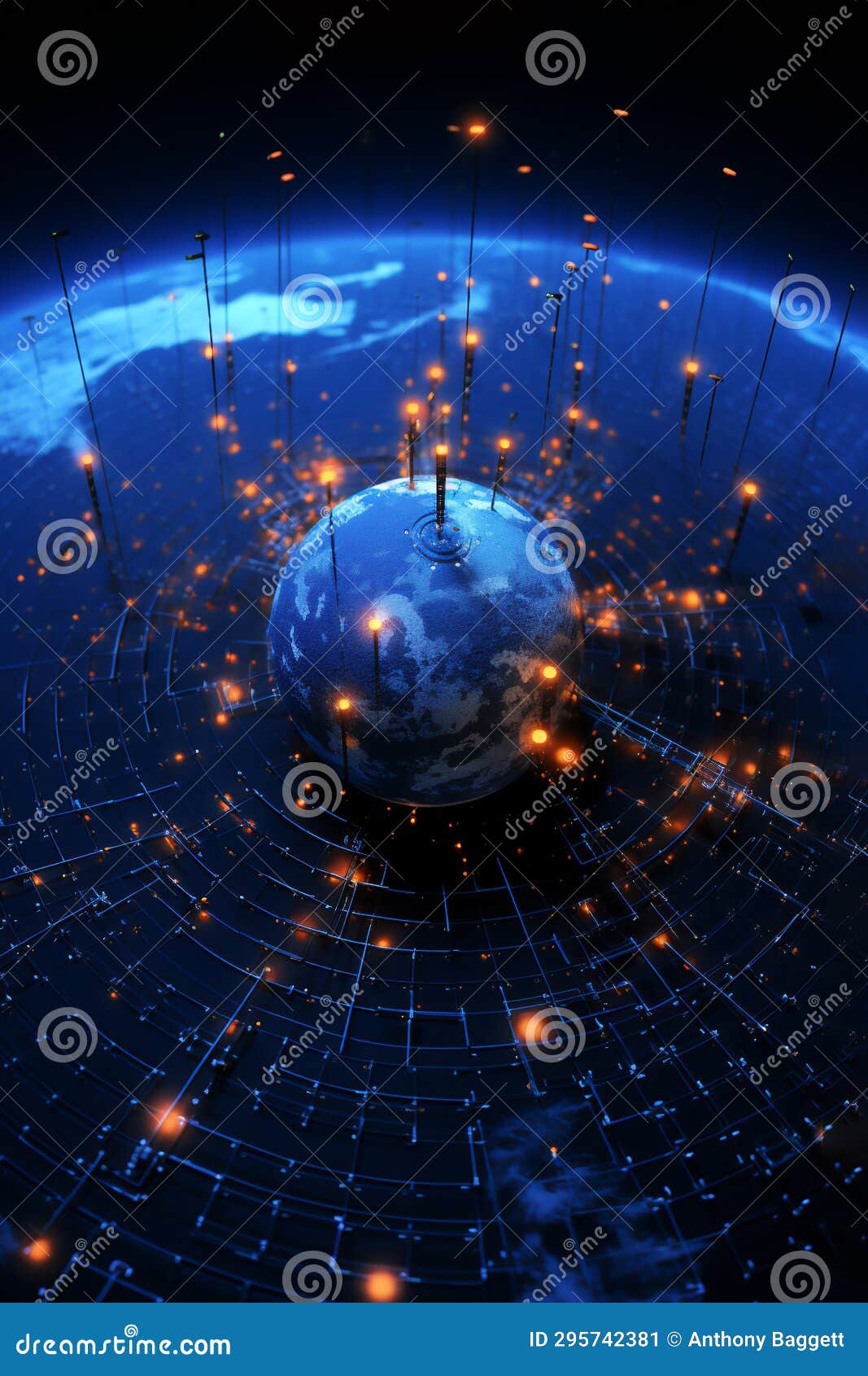 Global Satellite Communication Showing Big Data Being Transmitted ...