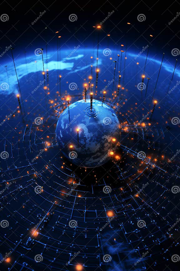 Global Satellite Communication Showing Big Data Being Transmitted ...