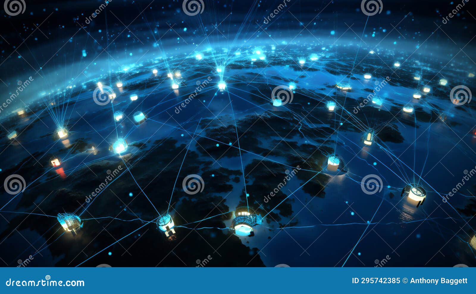 Global Satellite Communication Showing Big Data Being Transmitted ...