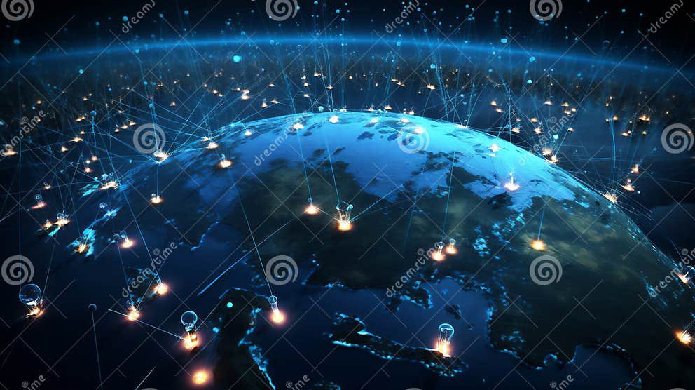Global Satellite Communication Showing Big Data Being Transmitted ...