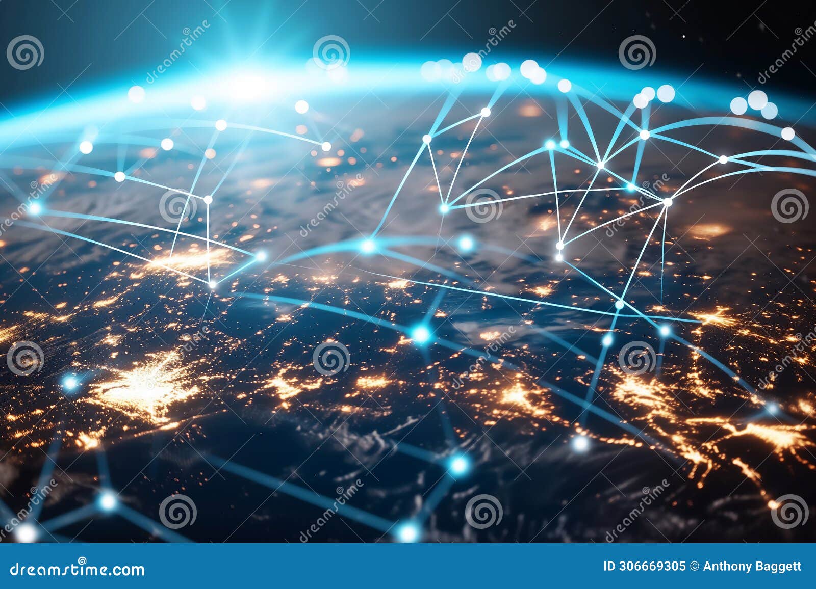 Global Satellite Communication Showing Big Data Being Transmitted ...
