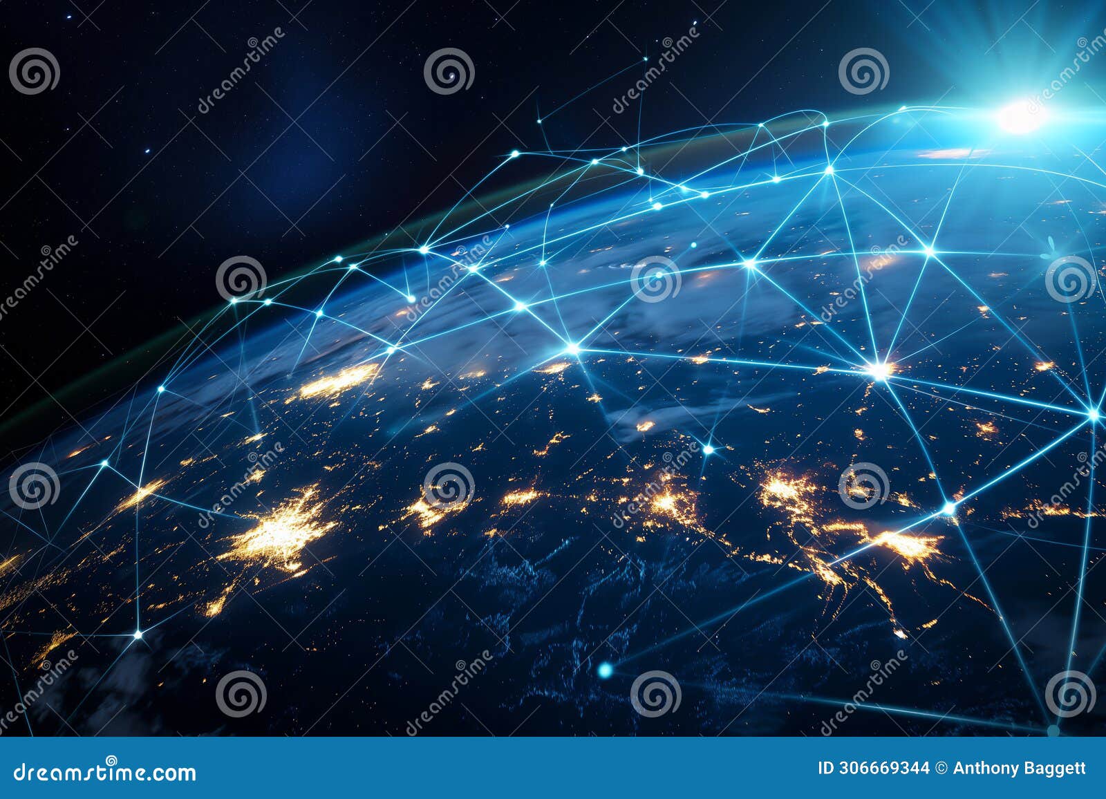 Global Satellite Communication Showing Big Data Being Transmitted ...