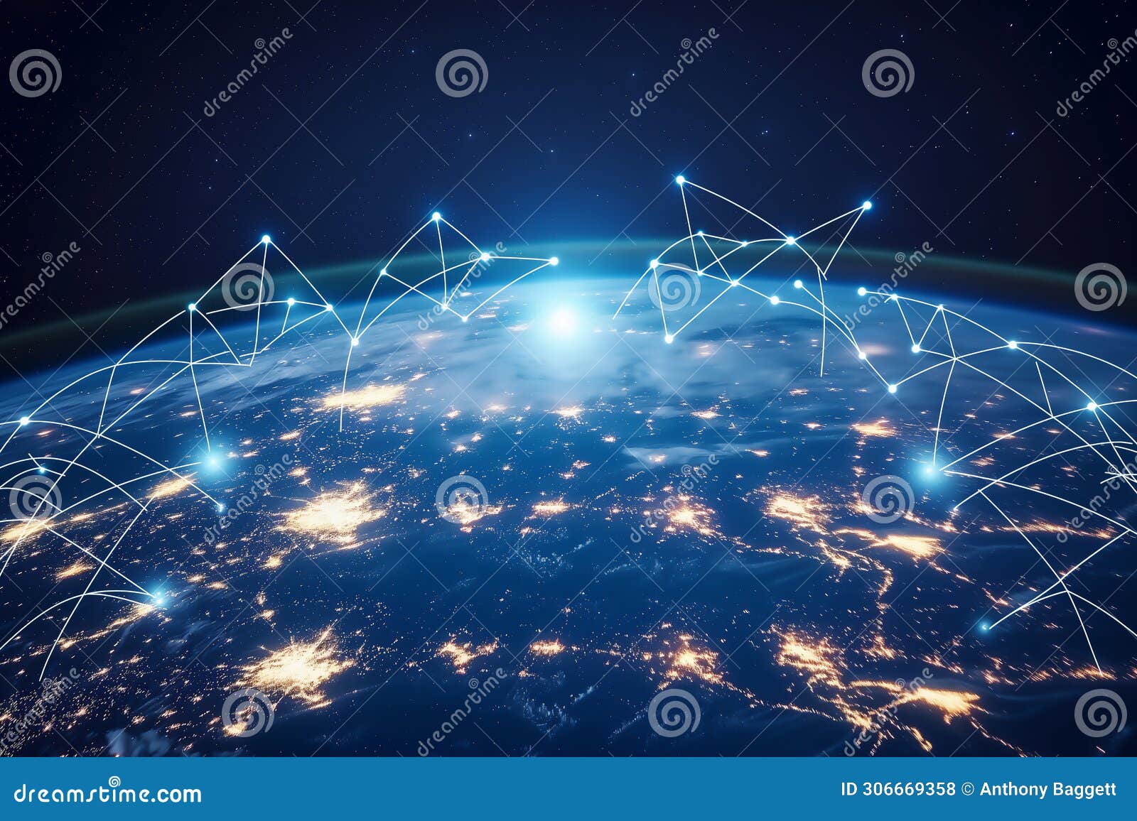 Global Satellite Communication Showing Big Data Being Transmitted ...