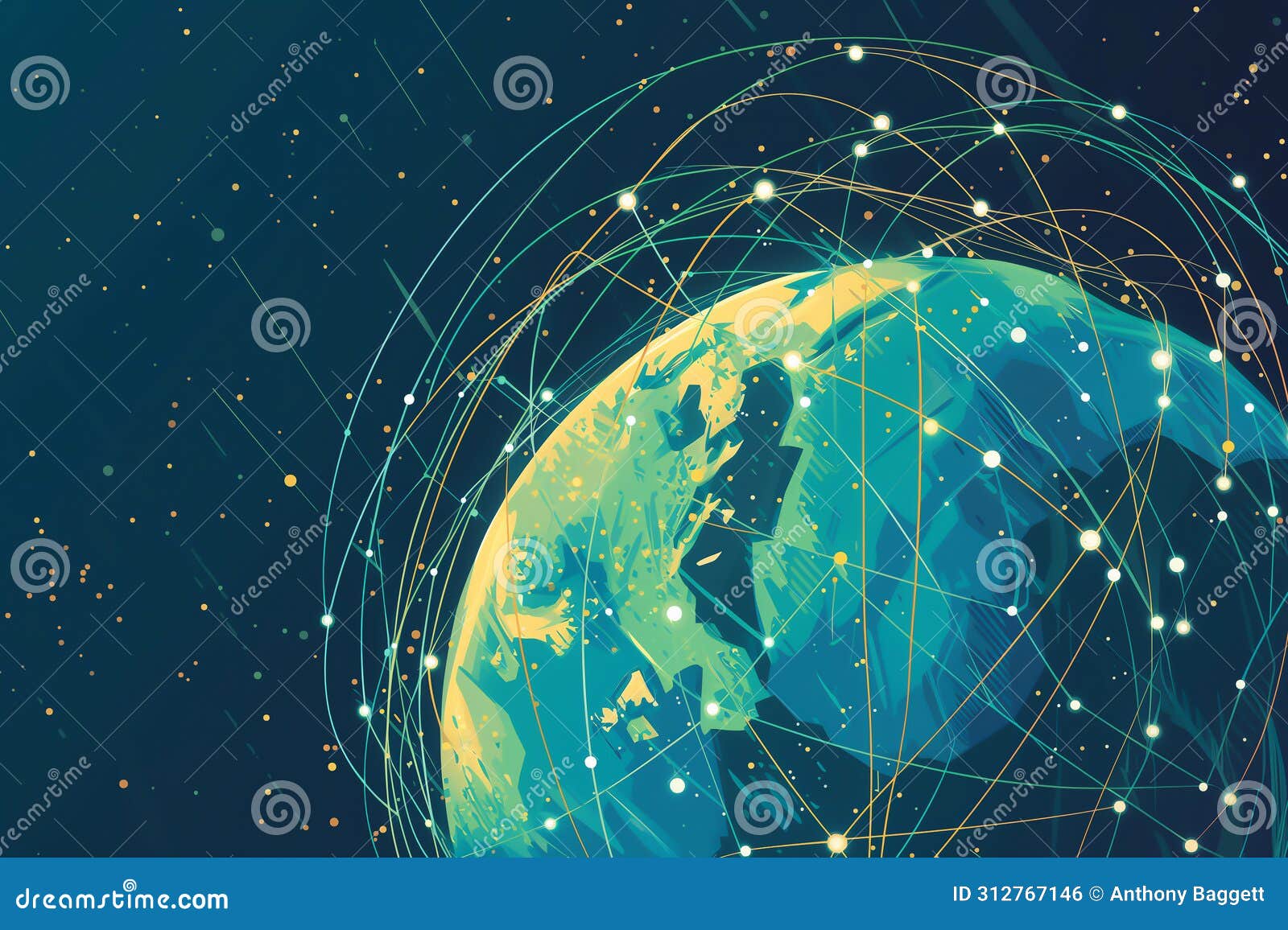Global Satellite Communication Showing Big Data Being Transmitted ...