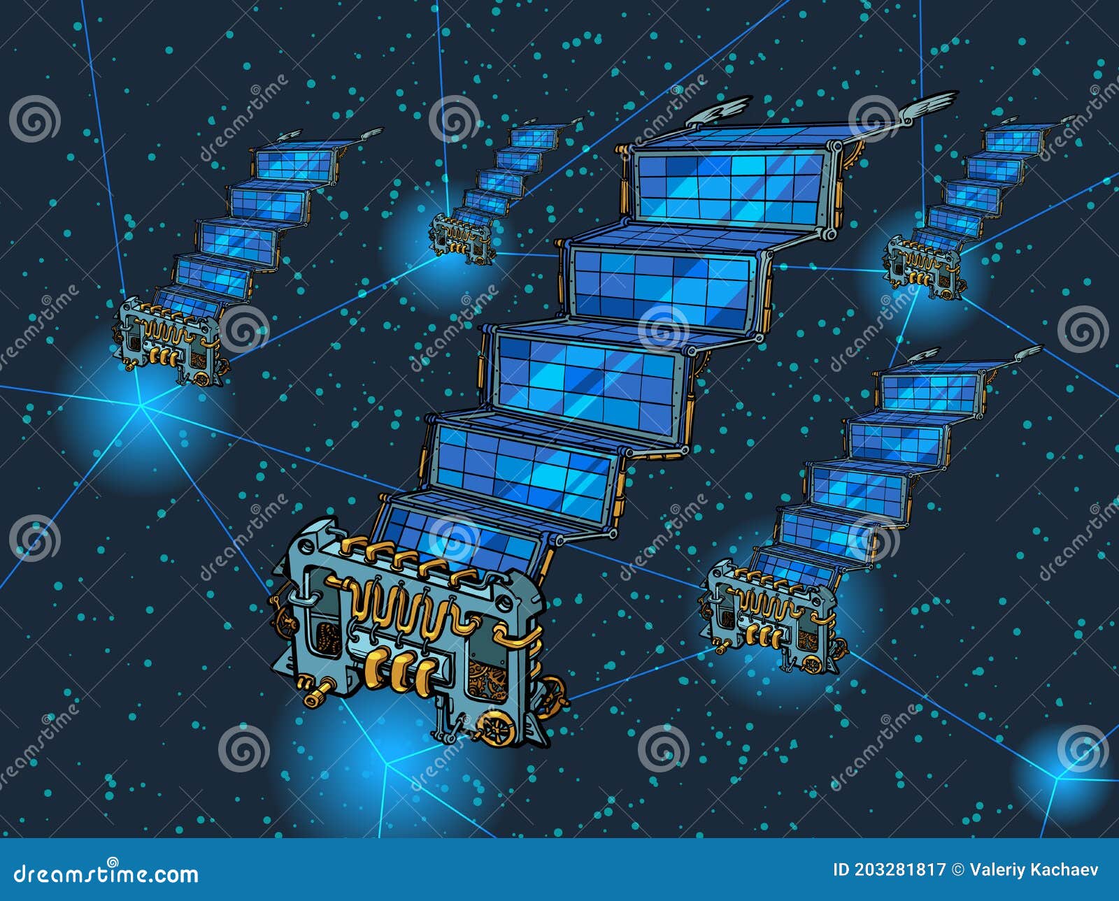 Global Satellite Internet. Space Telecommunications Network Stock ...