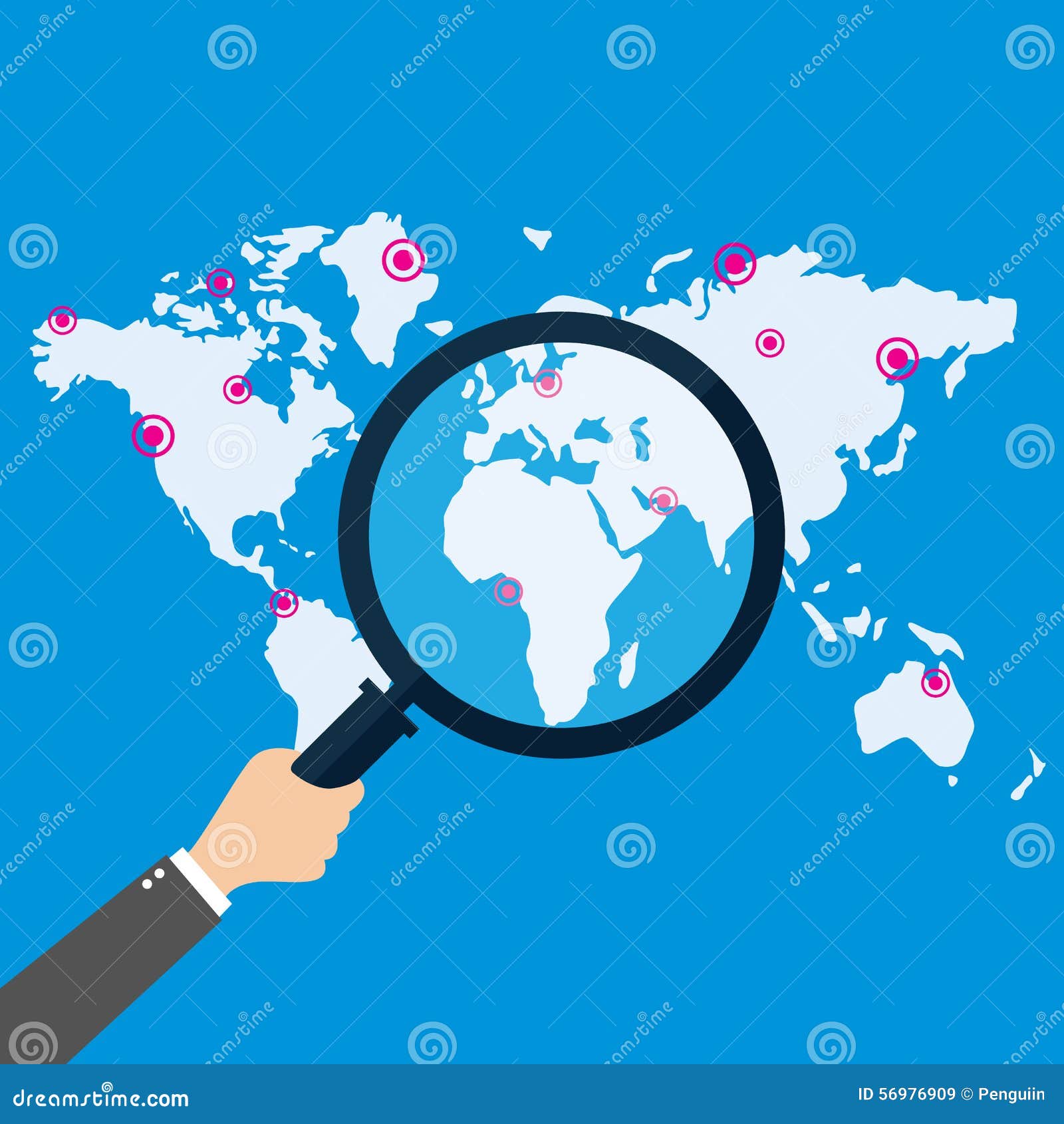 Global Search Concept, Flat Style. Vector Stock Vector - Illustration ...