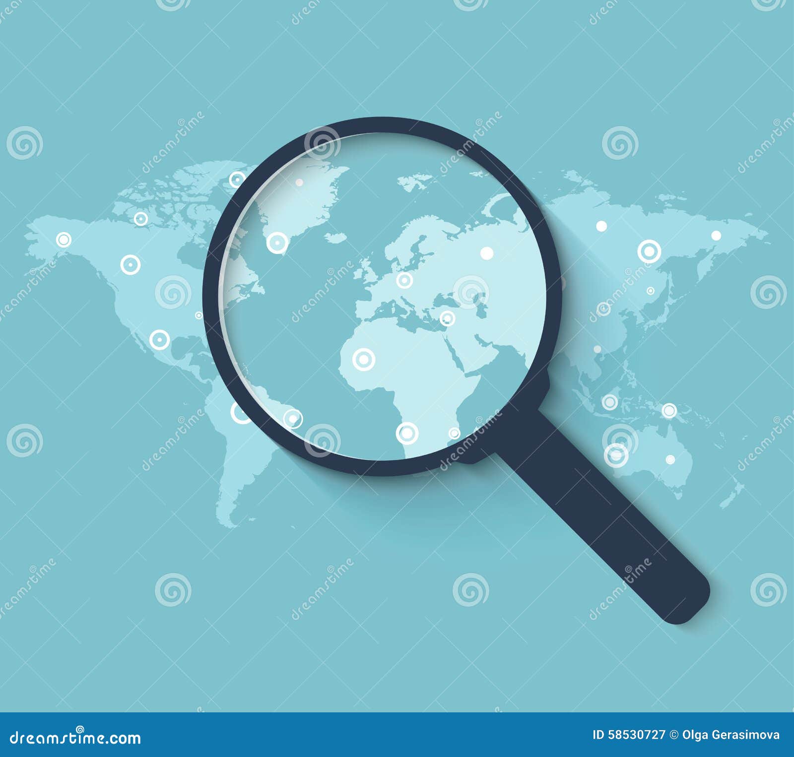 Global Search Concept in Flat Style Stock Vector - Illustration of ...