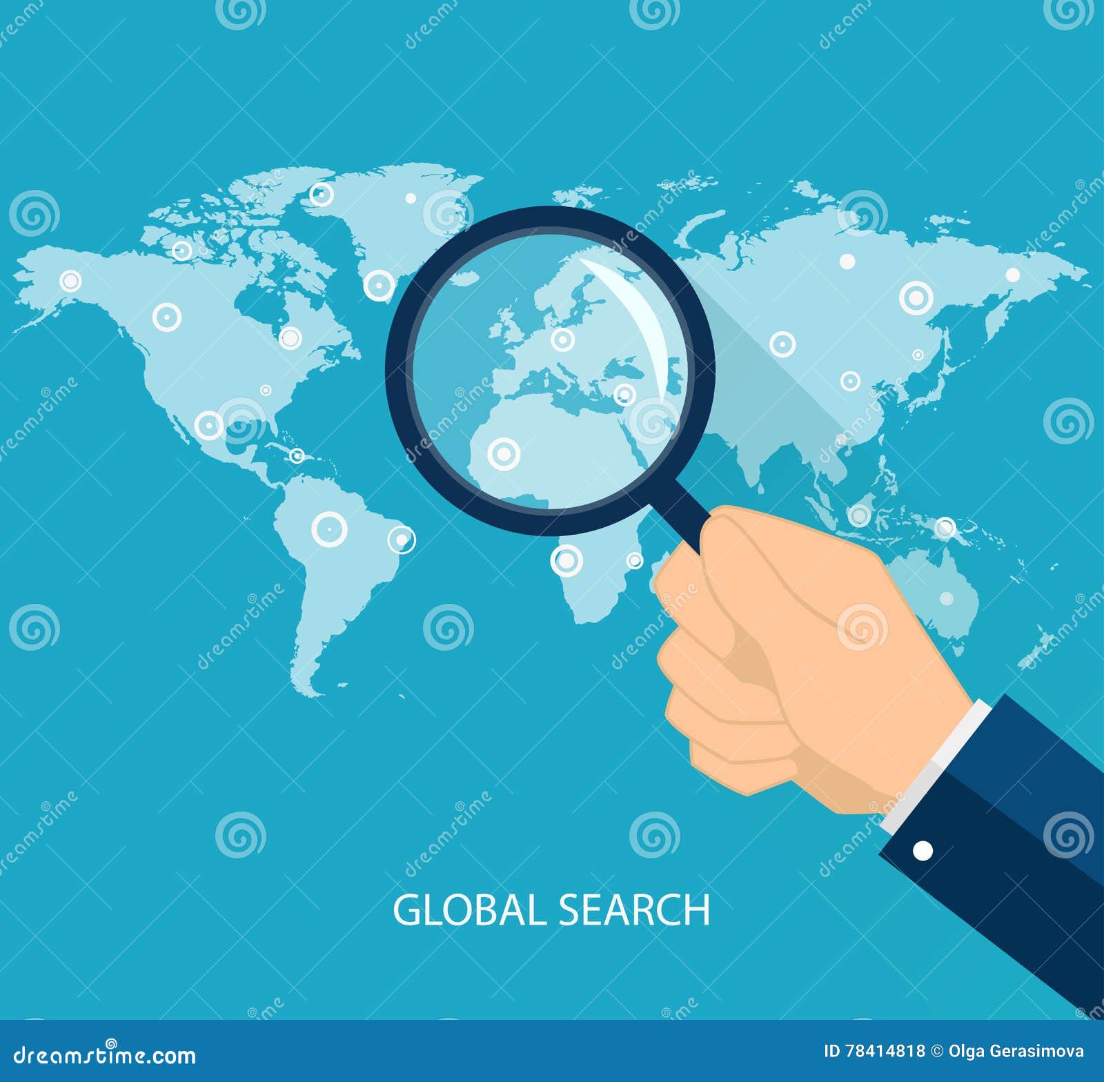 Global Search Concept in Flat Style. Vector Illustration Stock Vector ...