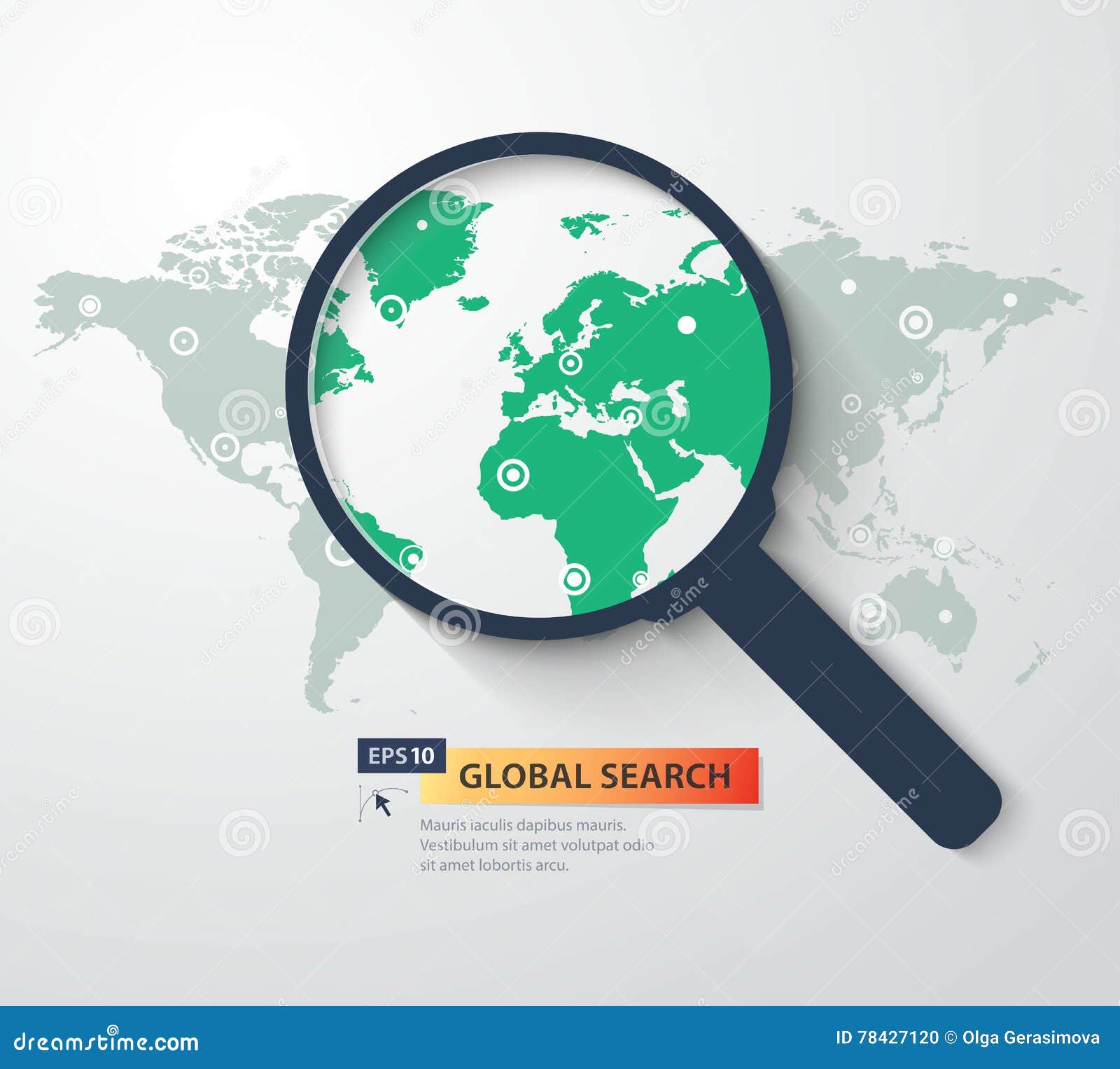 Global Search Concept in Flat Style. Vector Illustration Stock Vector ...