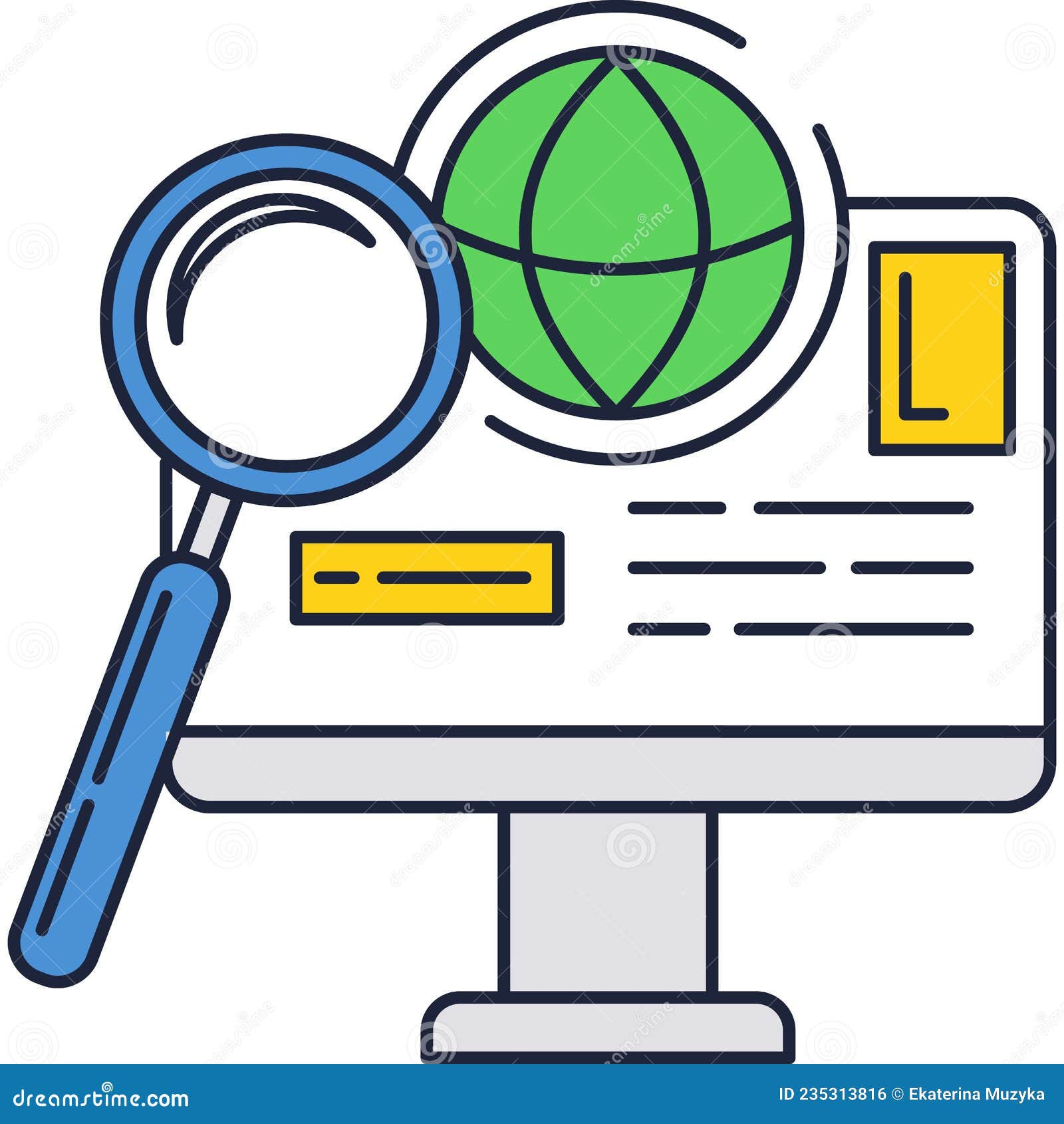 Global Search Icon Vector World Internet Tech Stock Vector ...