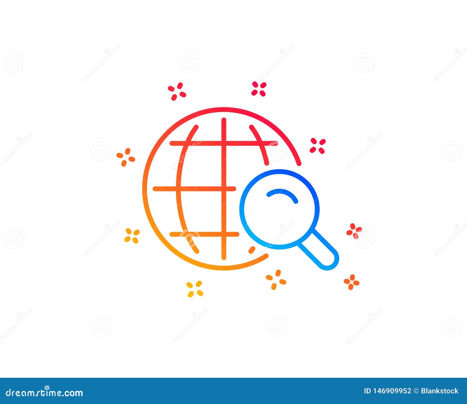 Global Search Line Icon. World Sign. Vector Stock Vector - Illustration ...