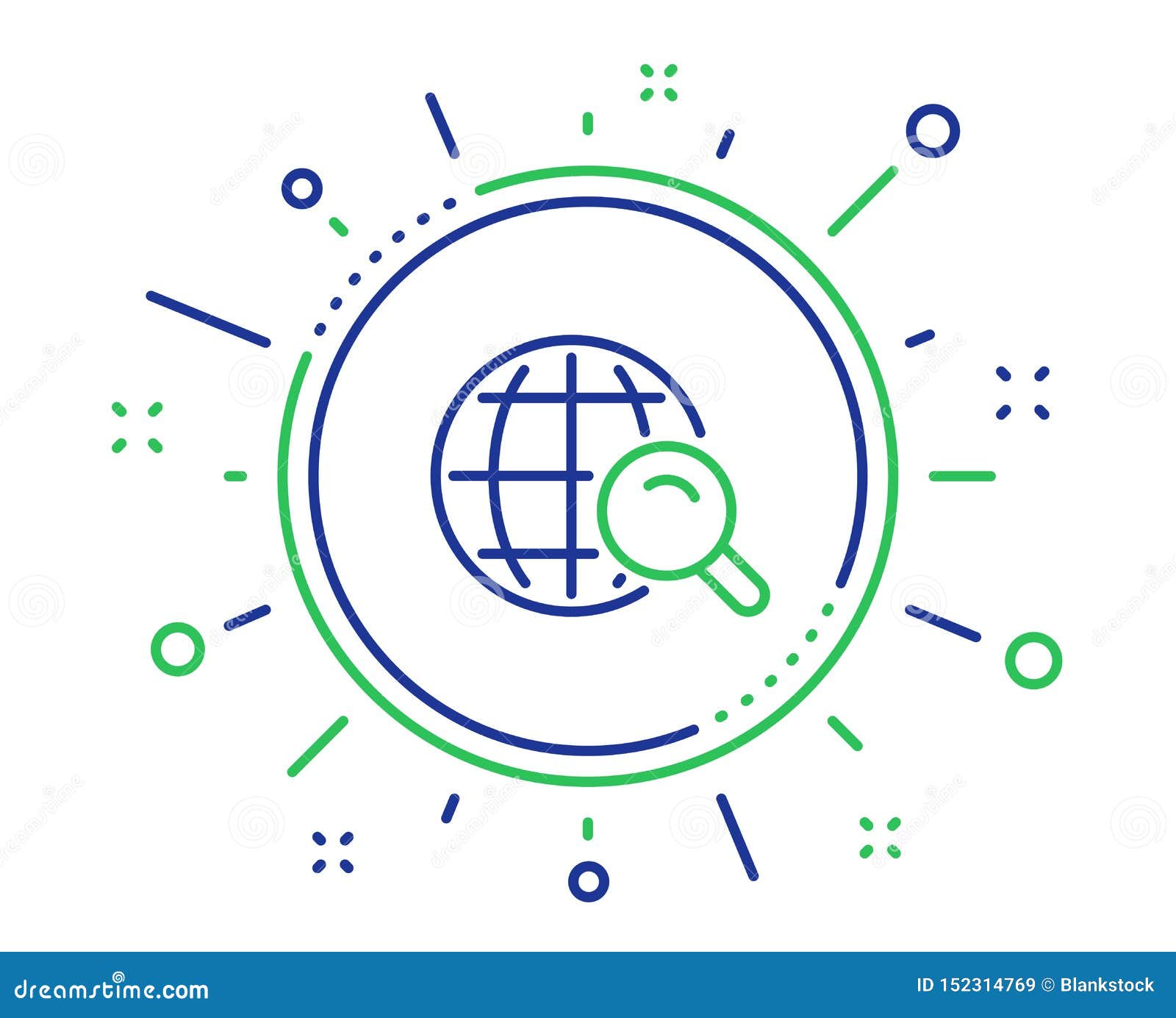 Global Search Line Icon. World Sign. Vector Stock Vector - Illustration ...