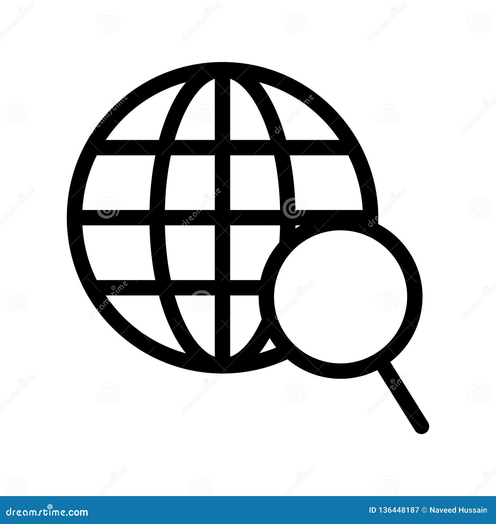 Global Search Vector Line Icon Stock Vector - Illustration of vector ...