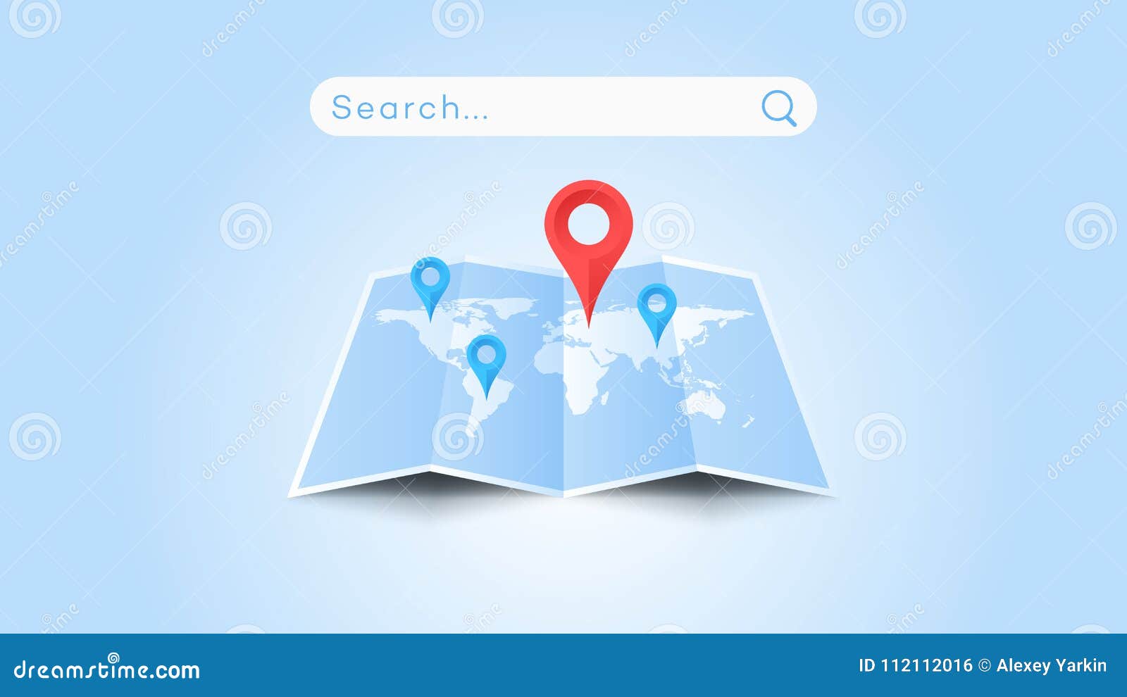 Global Searching on the Worldmap. Conceptual Flat Vector Illustration ...