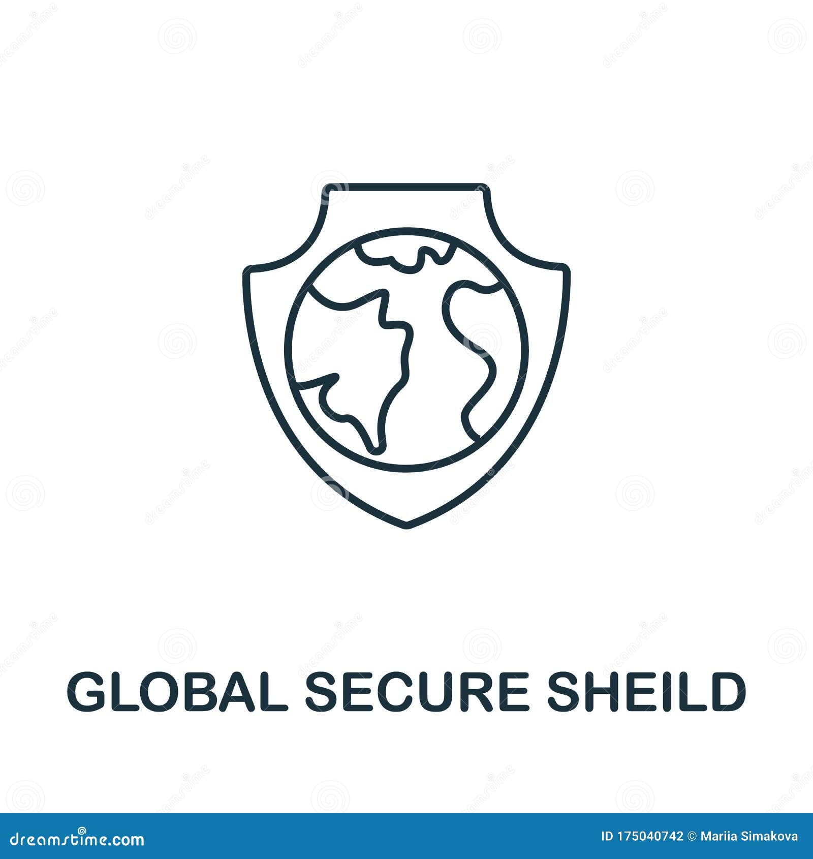 Global Secure Shield Icon from Cyber Security Collection. Simple Line ...