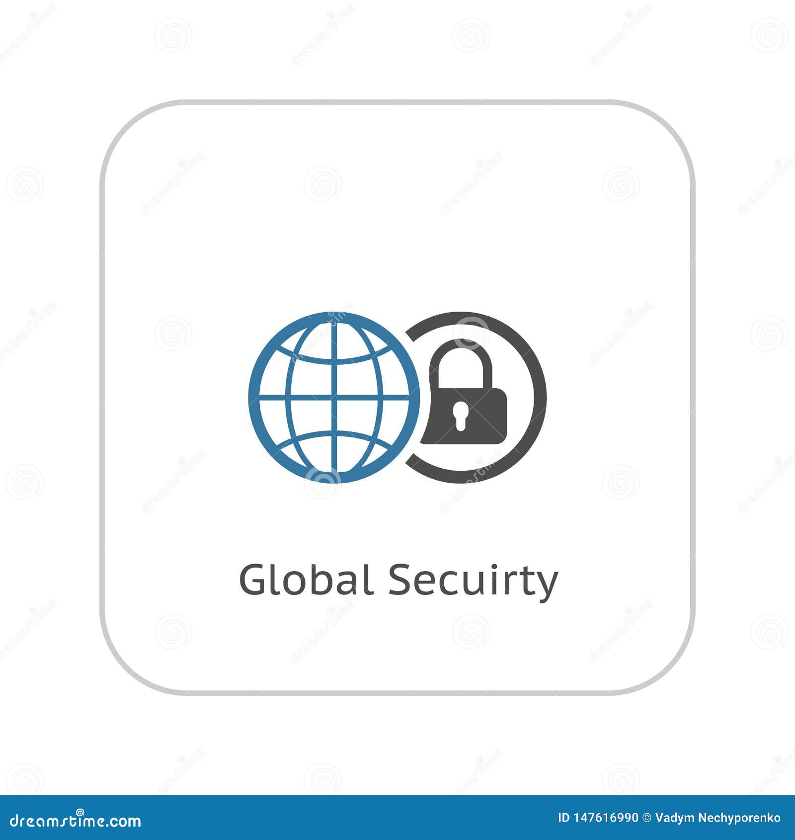 Global Security Icon. Flat Design Stock Illustration - Illustration of ...