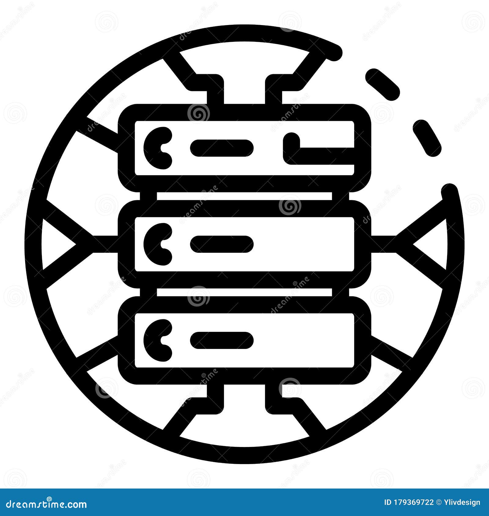 Global Server Data Icon, Outline Style Stock Vector - Illustration of networking, cluster: 179369722