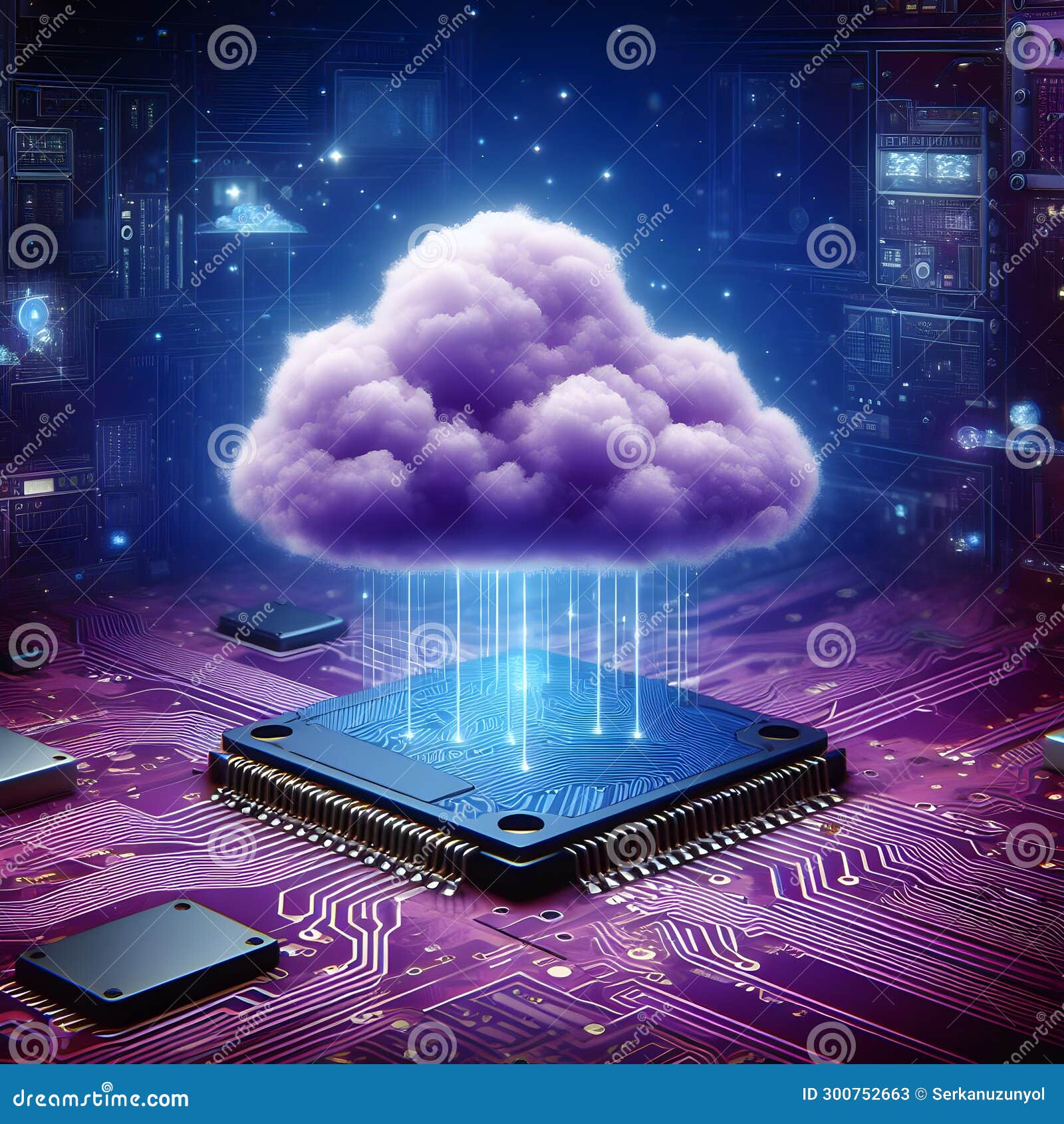 Global Service, Cloud Technology Concept. Digital Database, Web Connect ...